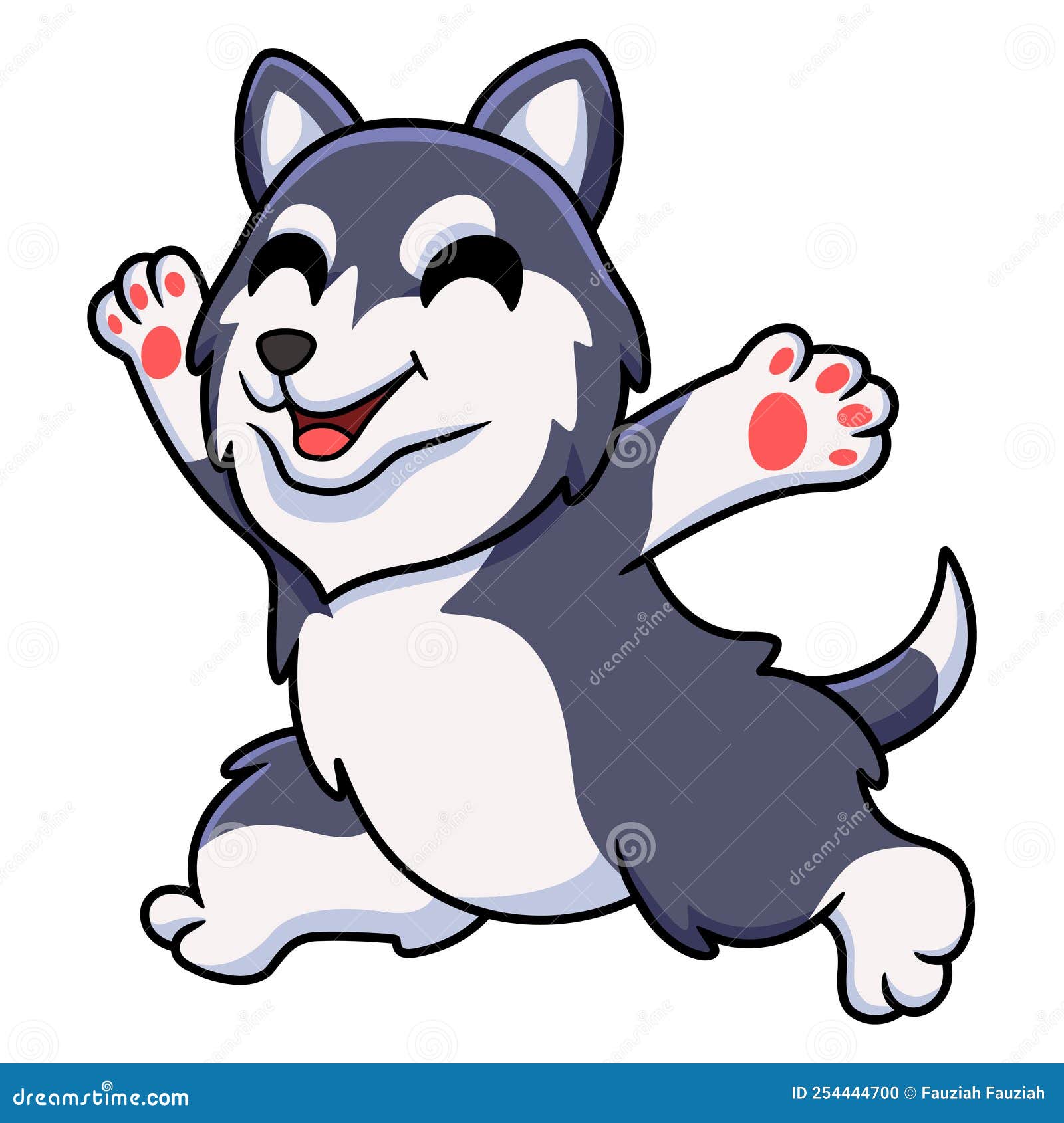 Cute Siberian Husky Dog Cartoon Running Stock Vector - Illustration of ...