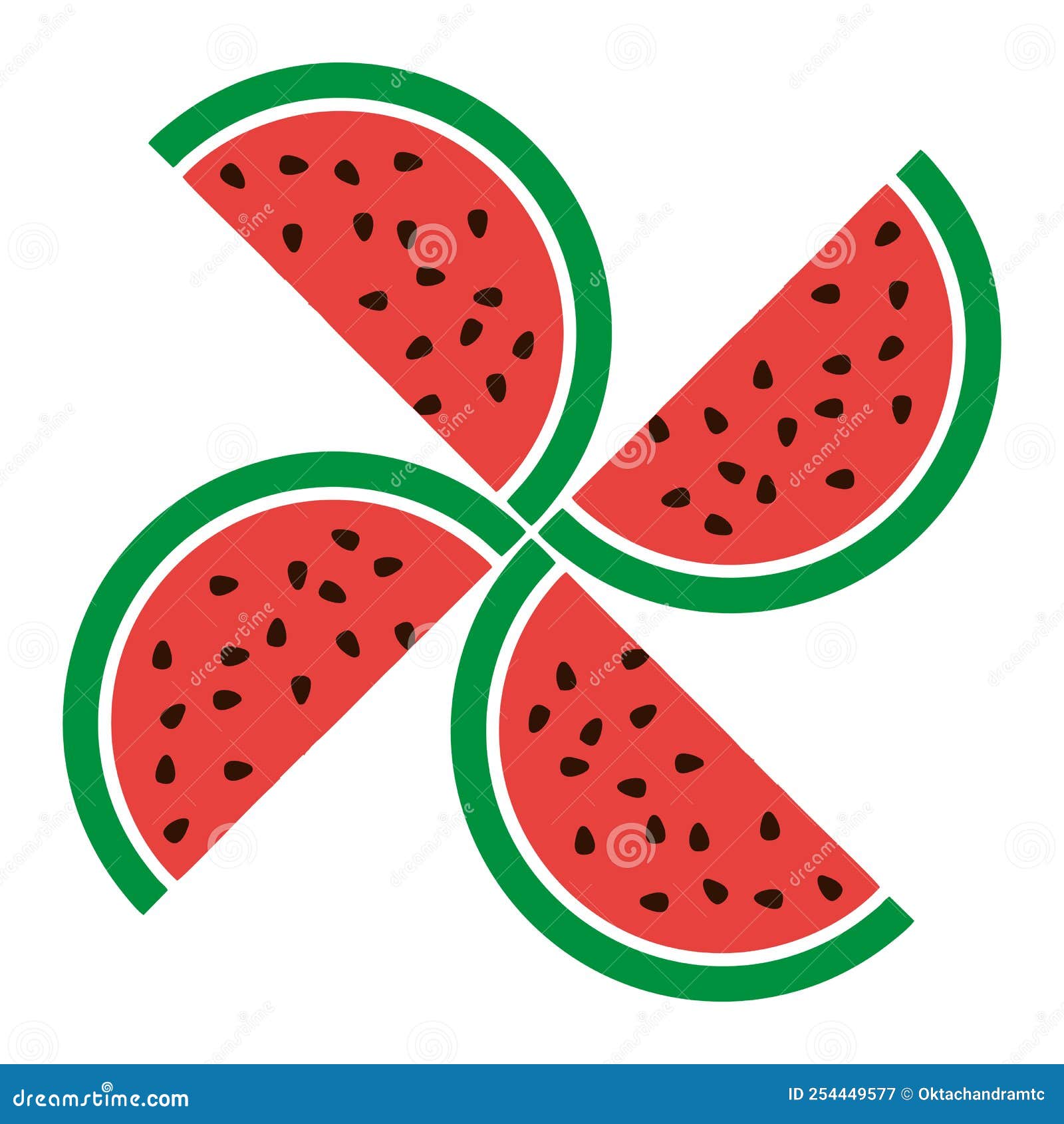 Pieces of Watermelon Arranged Like Fan Blades. Stock Vector ...