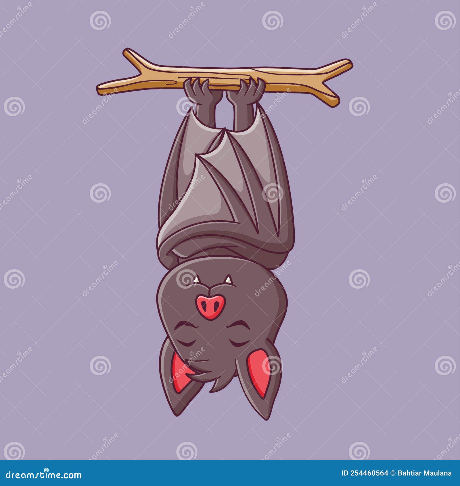 Cute Bat Cartoon Sleeping. Bat Mascot Cartoon Character. Halloween Icon ...