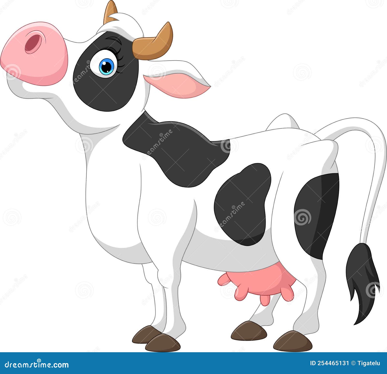 Happy Cartoon Cow Isolated on White Background Stock Vector ...
