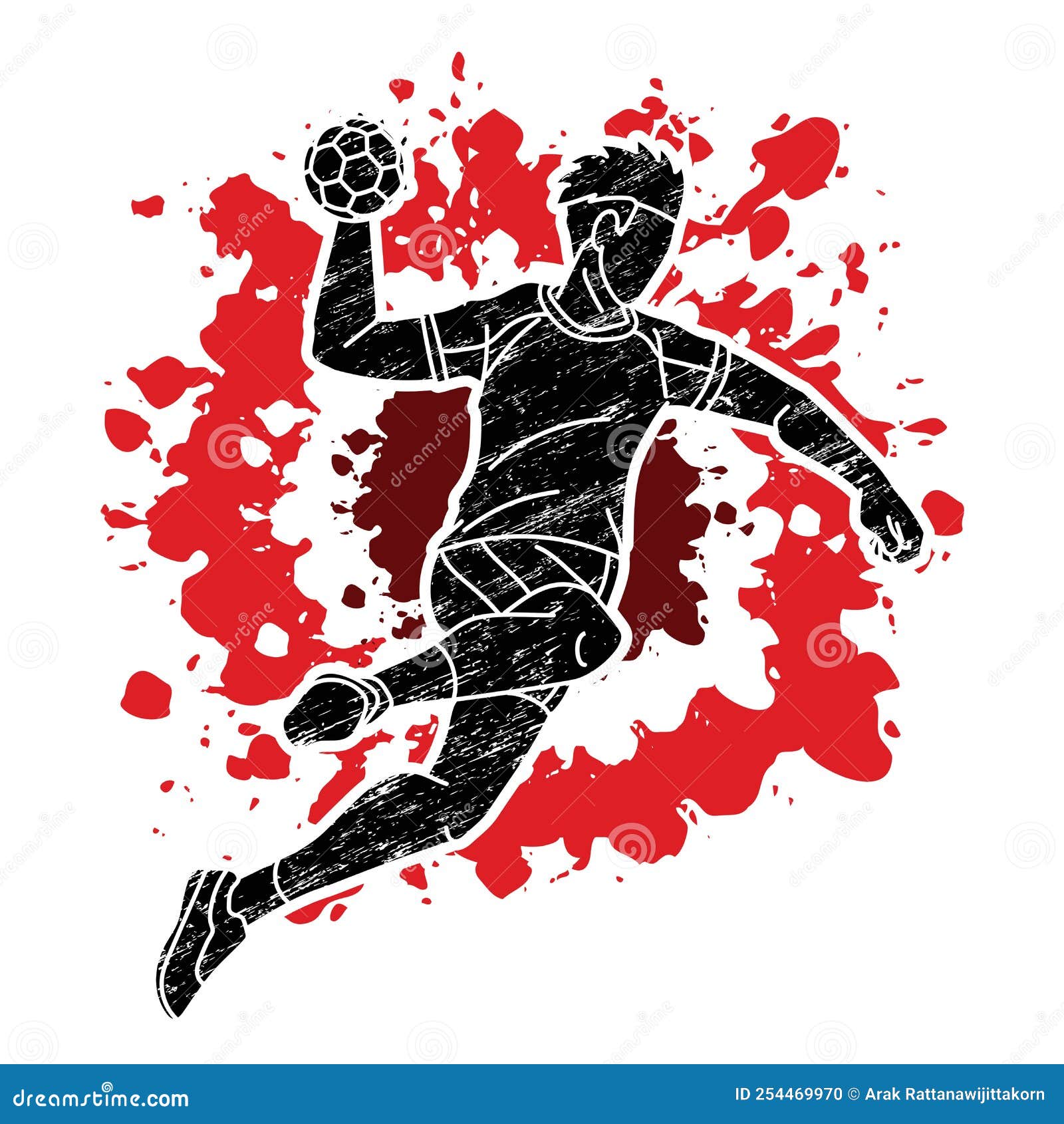 Handball Sport Male Player Action Cartoon Graphic Vector Stock Vector ...