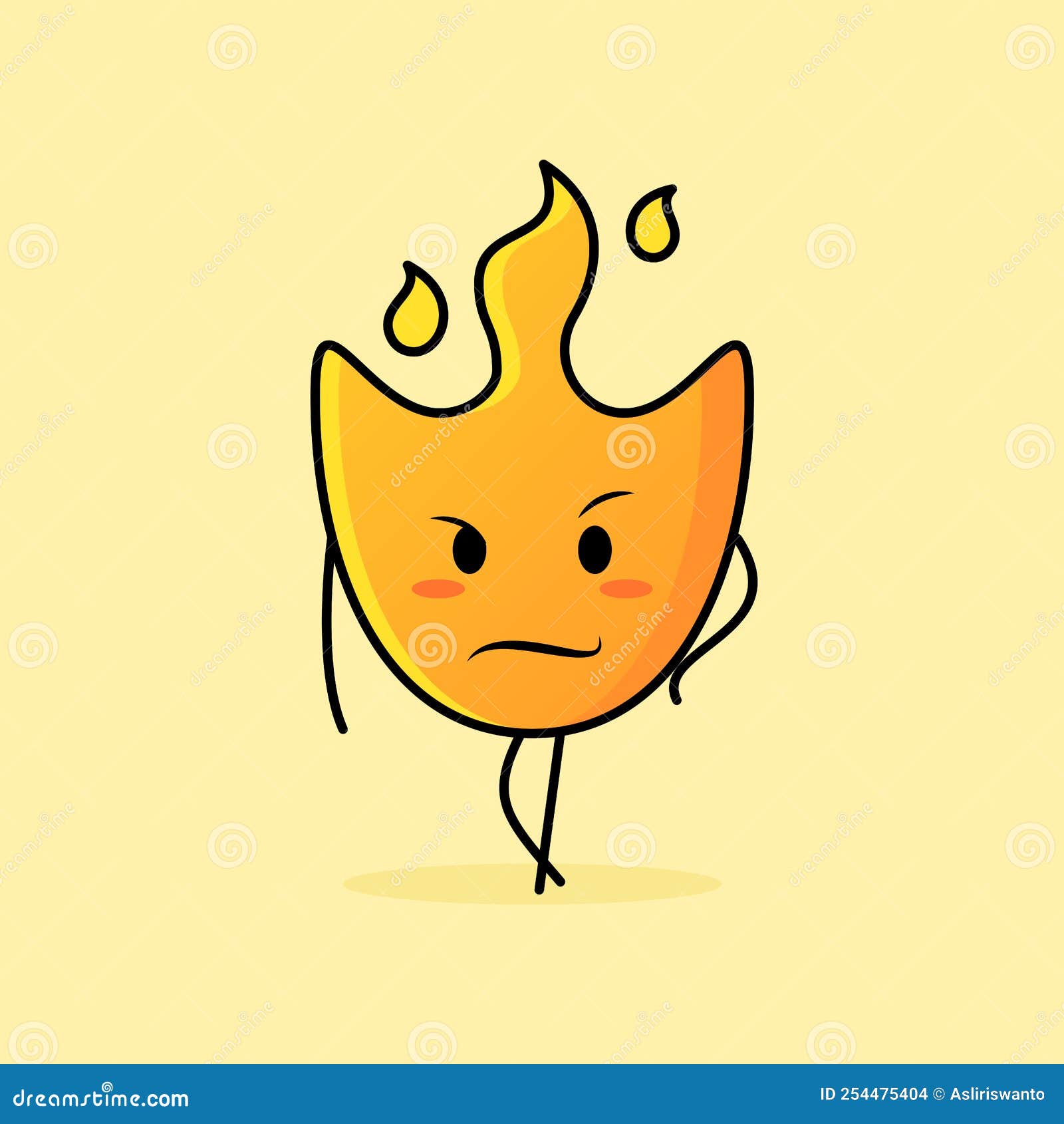 Cute Fire Cartoon with Cool Expression. Element, Simple and Cartoon ...