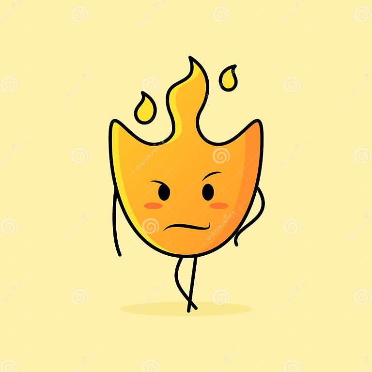 Cute Fire Cartoon with Cool Expression. Element, Simple and Cartoon ...