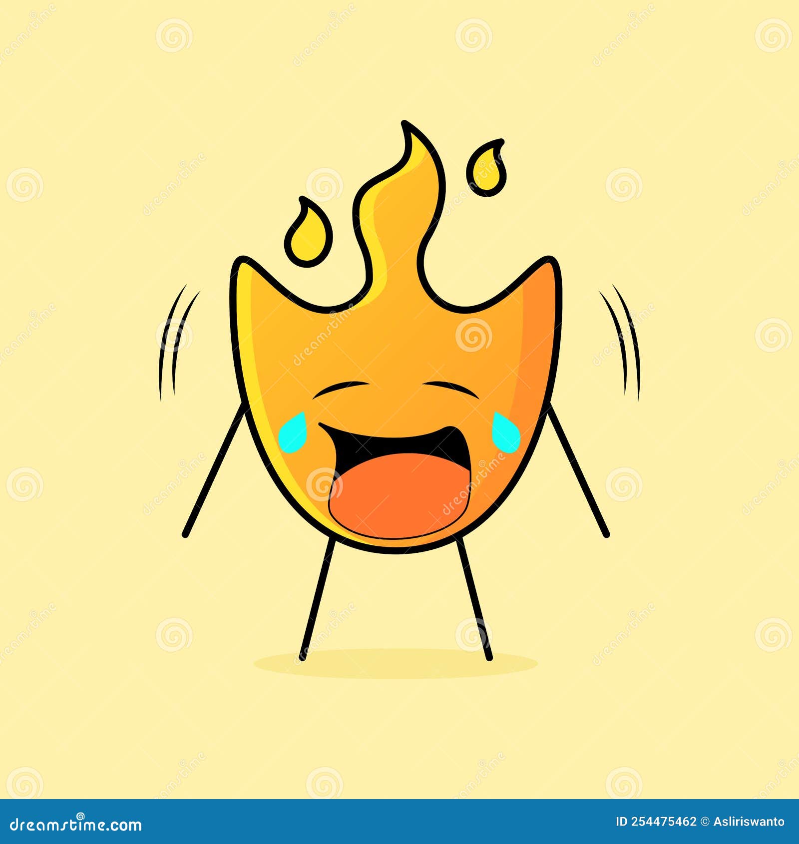 Cute Fire Cartoon with Crying Expression Stock Vector - Illustration of ...