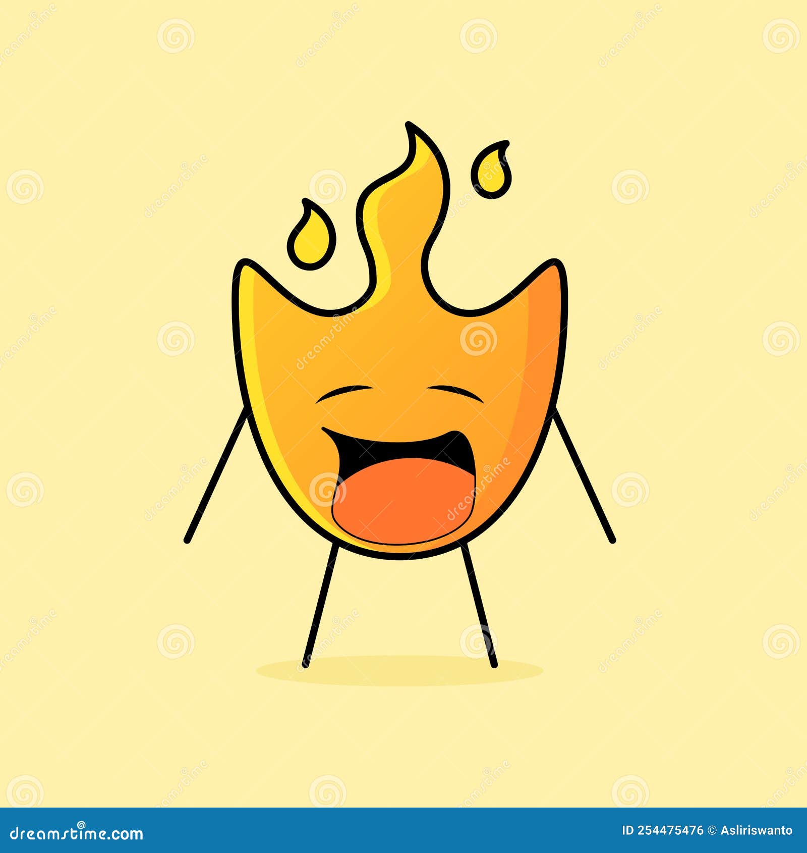 Cute Fire Cartoon with Crying Expression and Mouth Open Stock Vector ...