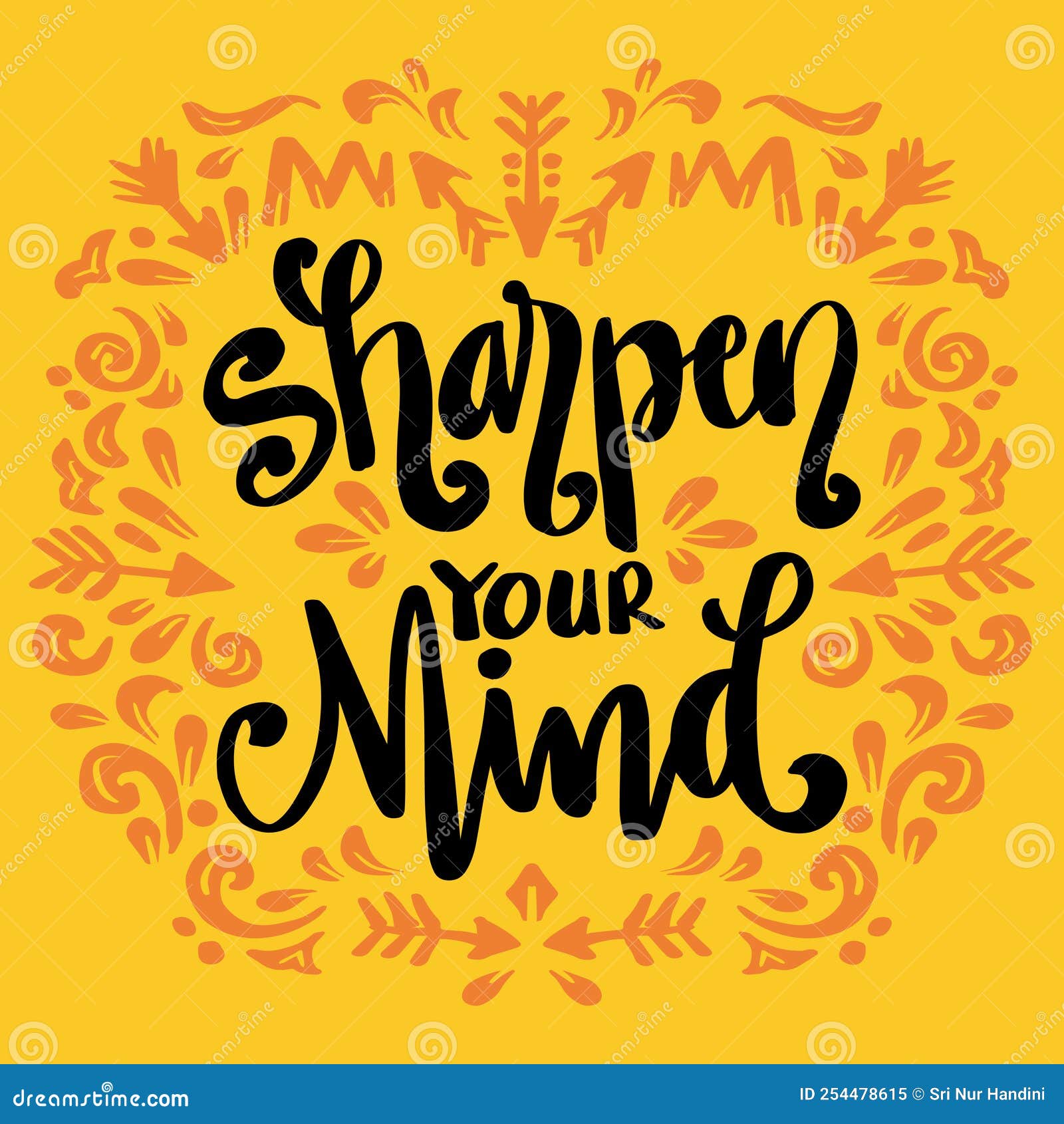 Sharpen Your Mind Hand Drawn Motivational Illustration Royalty-Free ...