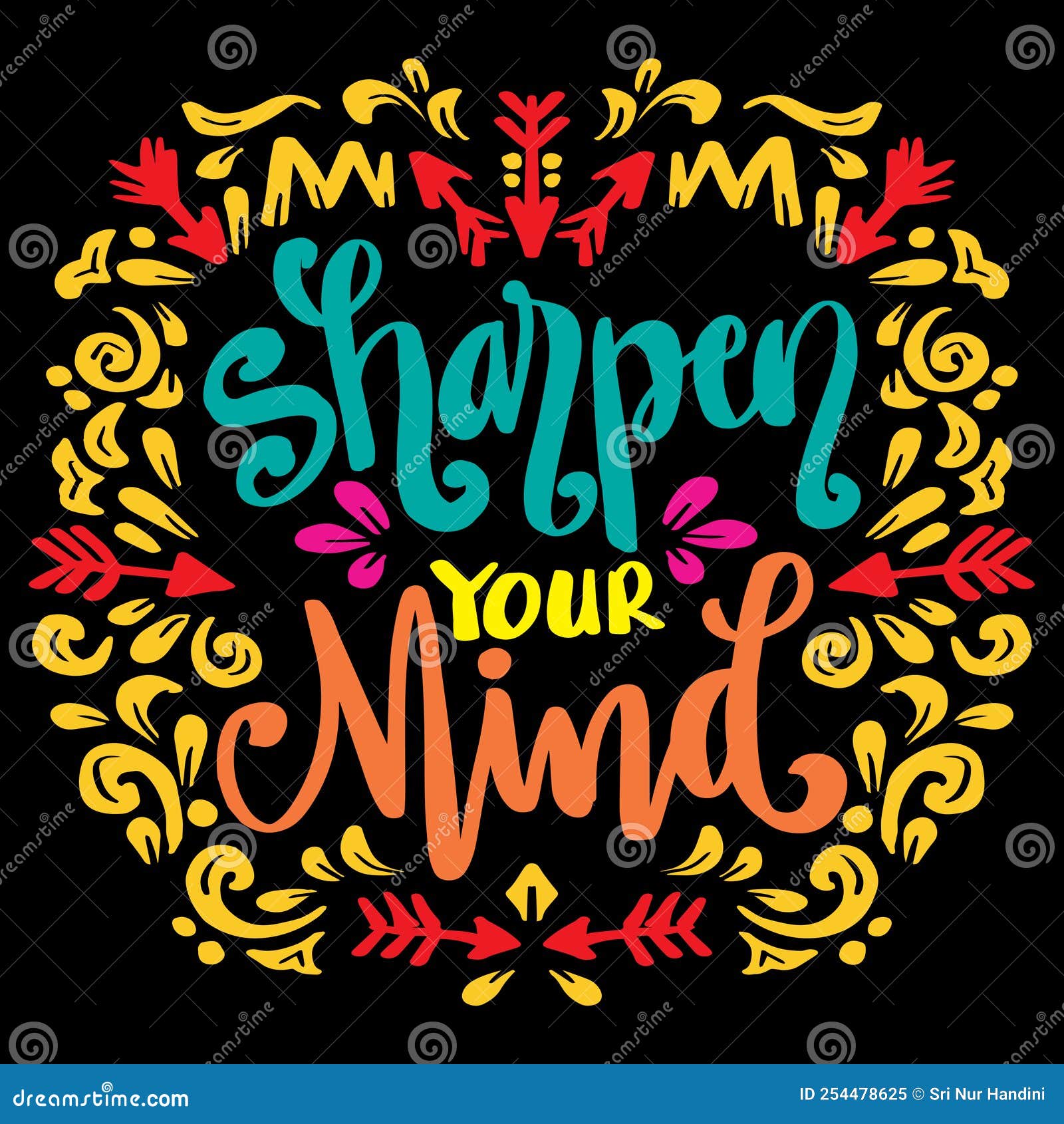 Sharpen Your Mind Hand Drawn Motivational Illustration Royalty-Free ...
