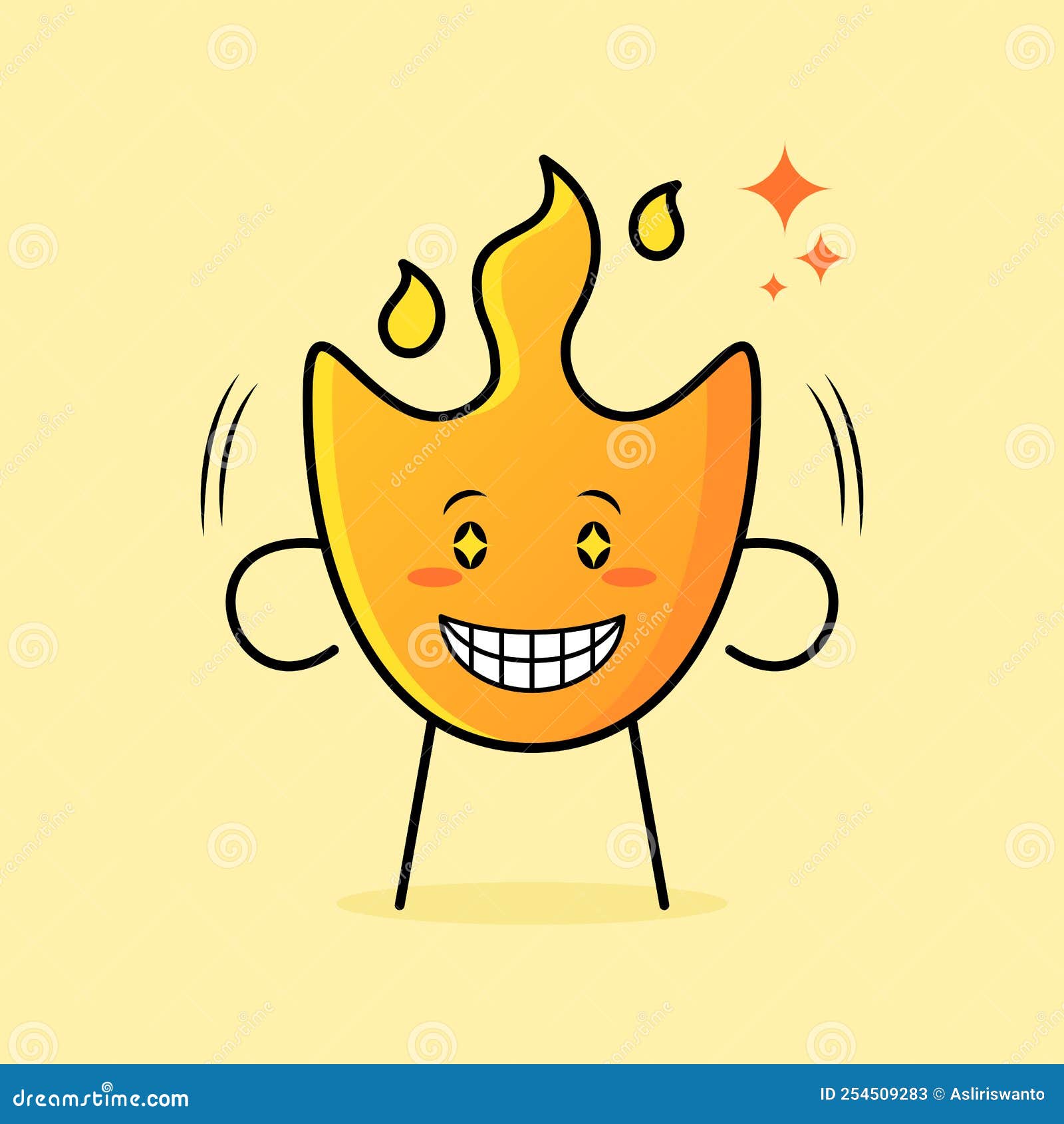 Cute Fire Cartoon with Sparkling Eyes, Smile and Happy Expression ...