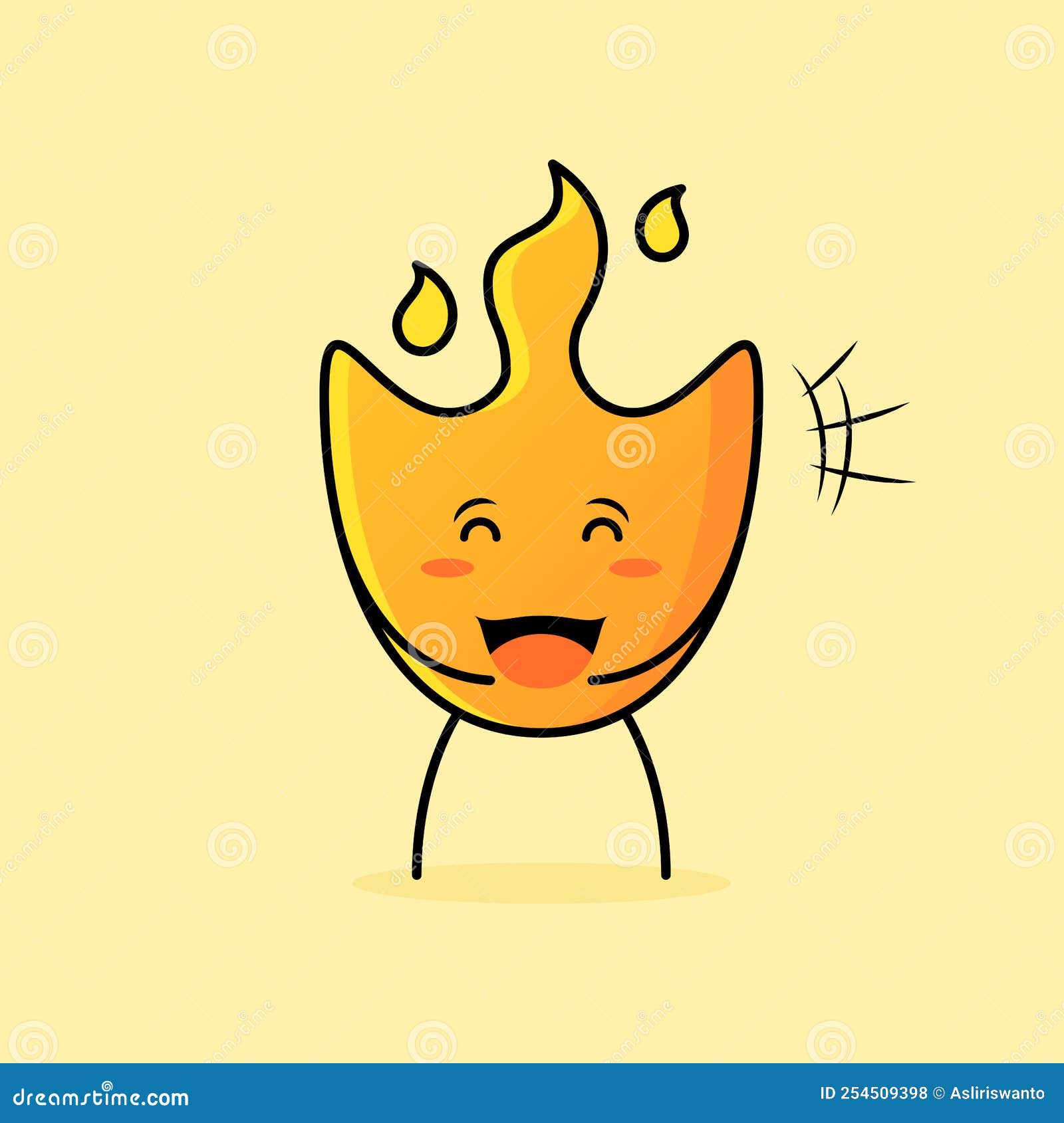 Cute Fire Cartoon with Happy Expression. Close Eyes and Mouth Open ...