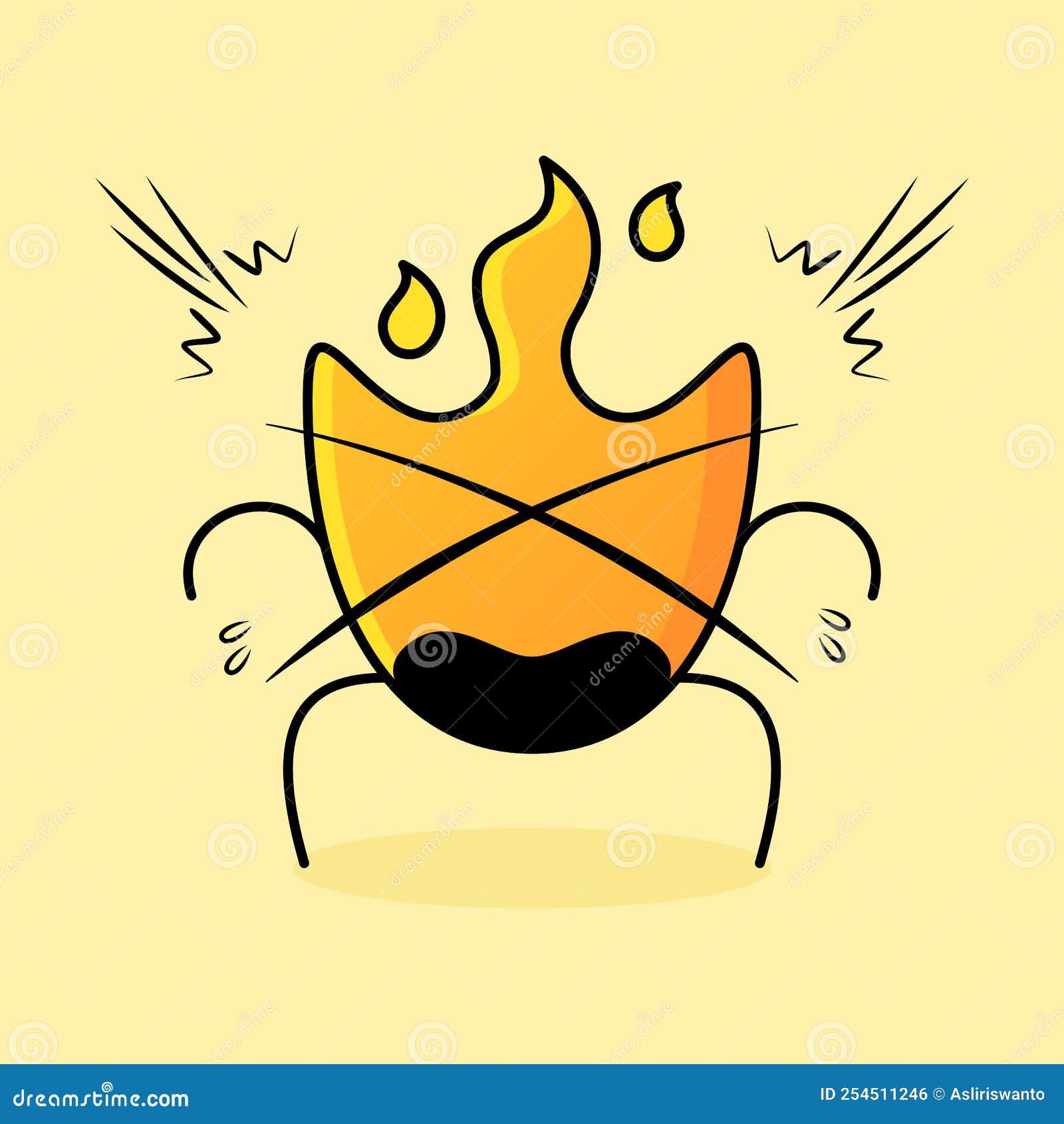 Cute Fire Cartoon with Shocked Expression and Mouth Open Stock Vector ...