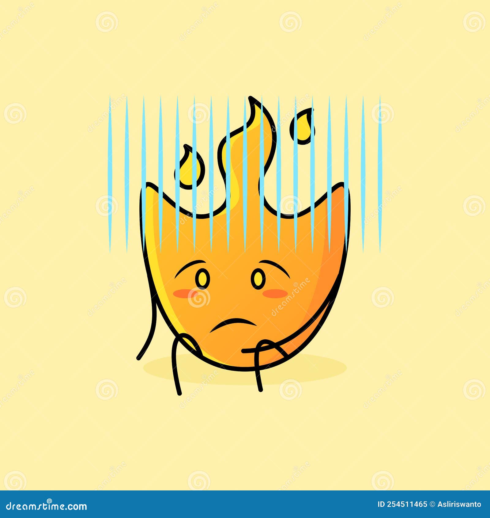 Cute Fire Cartoon with Hopeless Expression. Element, Simple and Cartoon ...