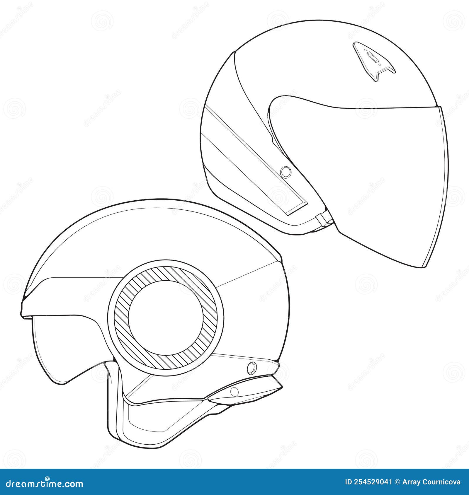 Set of Template Helmet Half Face, Line Art Helmet Vector Illustration ...