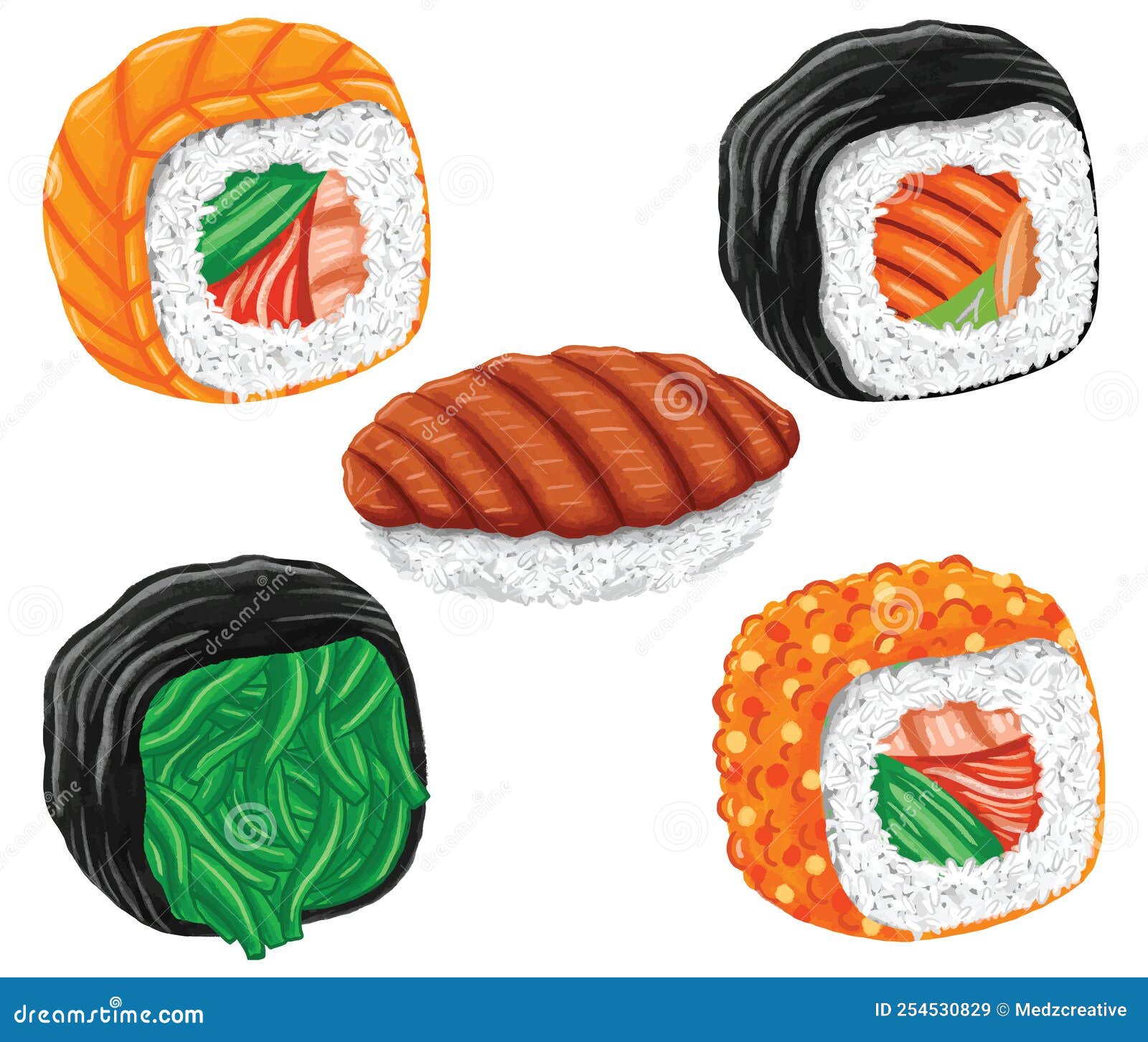Sushi Vector Illustration Pack Stock Vector - Illustration of fish ...