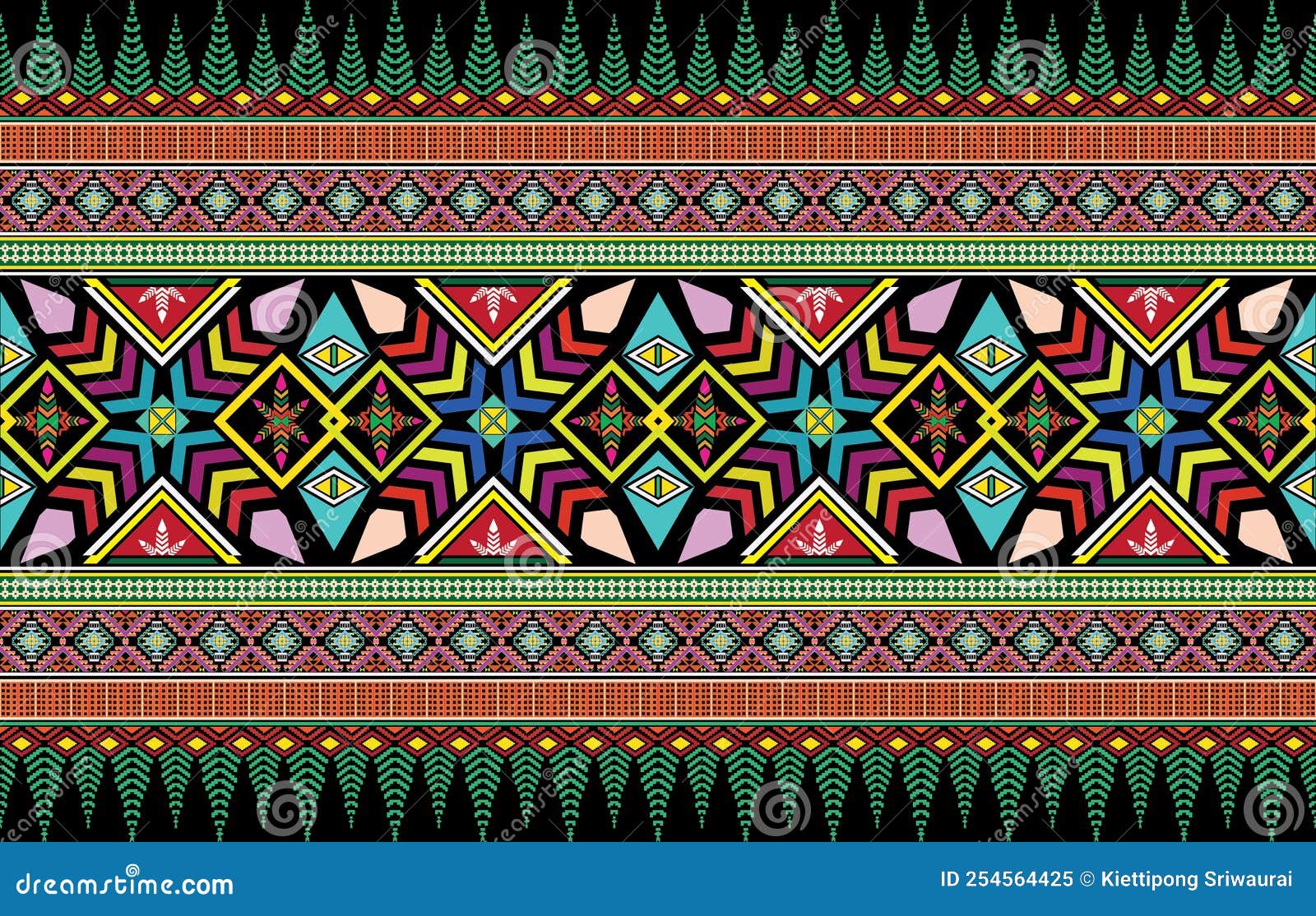 Mexican Indian Design with Tribal Ethnic Themes on a Geometric Seamless ...