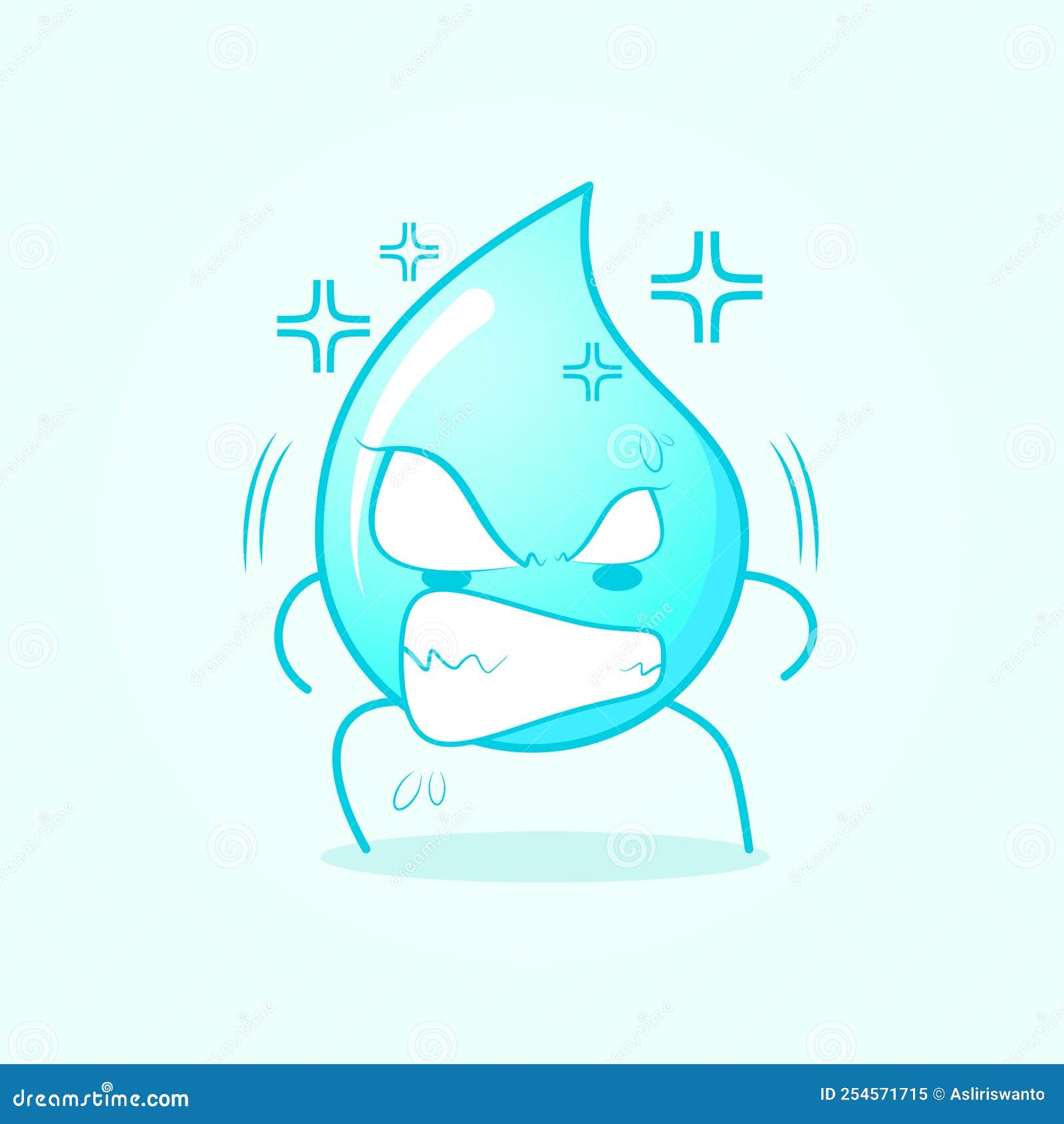 Cute Water Cartoon with Angry Expression. Eyes Bulging and Teeth ...