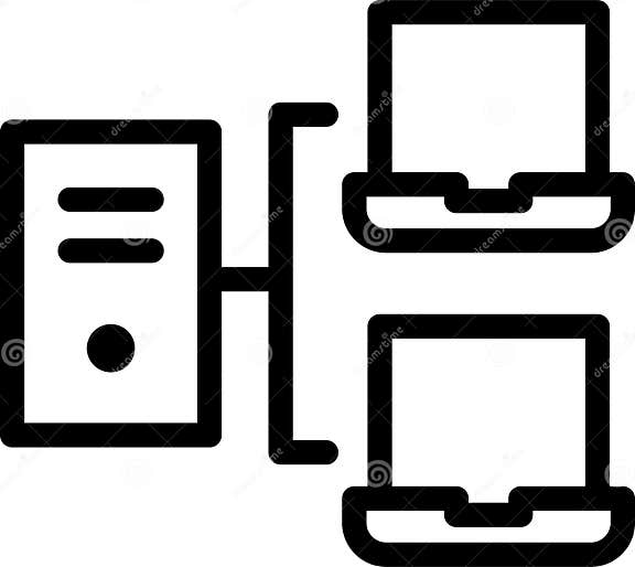 LAN Connection Icon with Outline Style Stock Vector - Illustration of ...