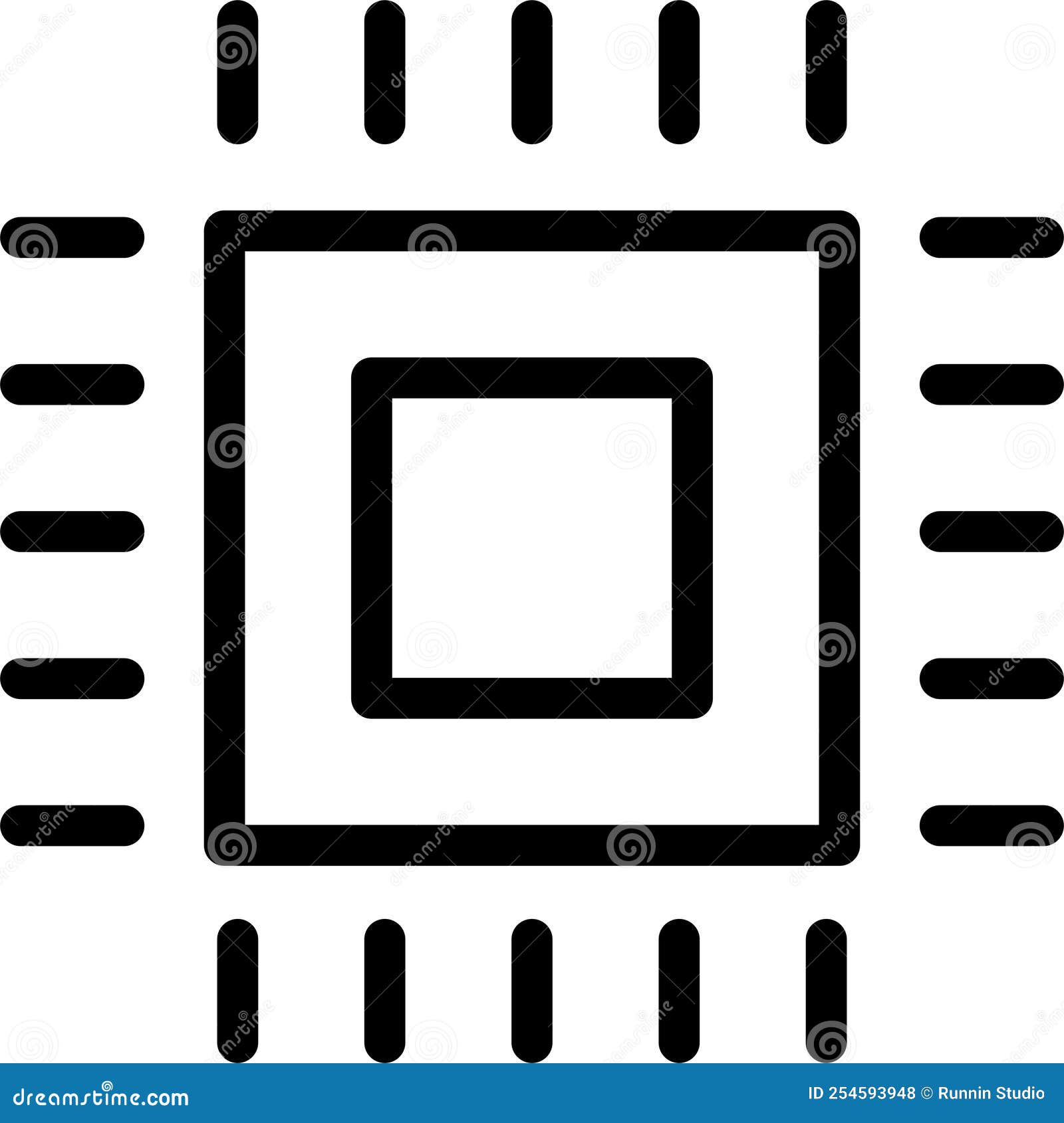 CPU Icon with Outline Style Stock Vector - Illustration of electronic ...