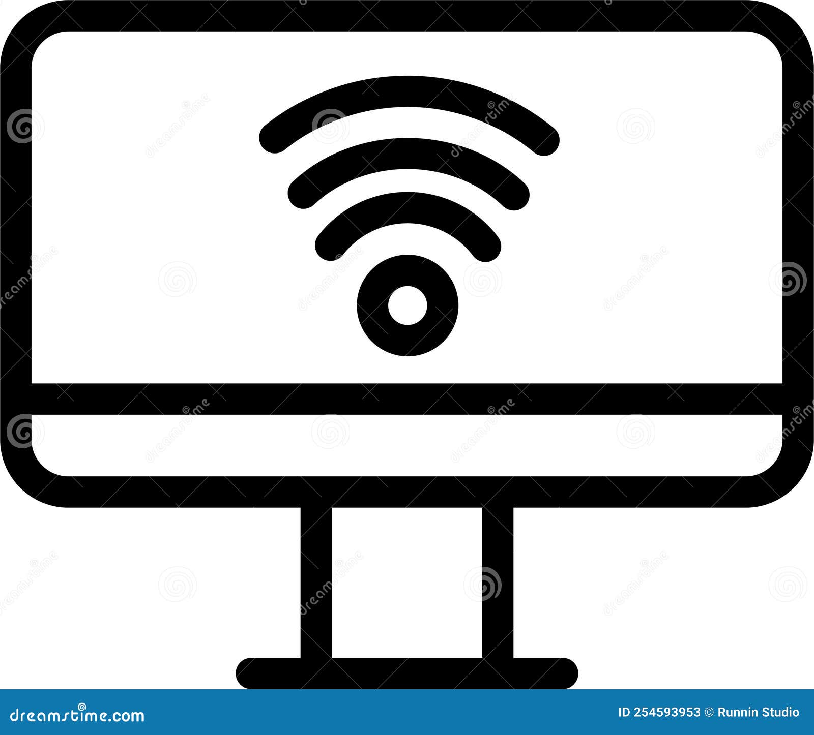 Computer Wi Fi Icon with Outline Style Stock Vector - Illustration of ...