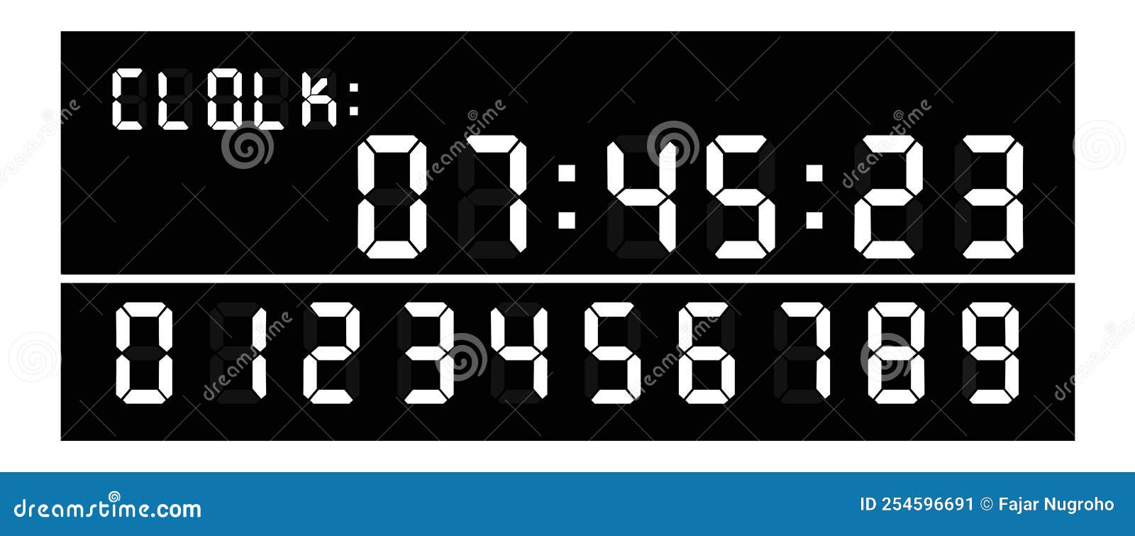 Digital Clock Number Set. Electronic Counter, Calculator Number Stock ...