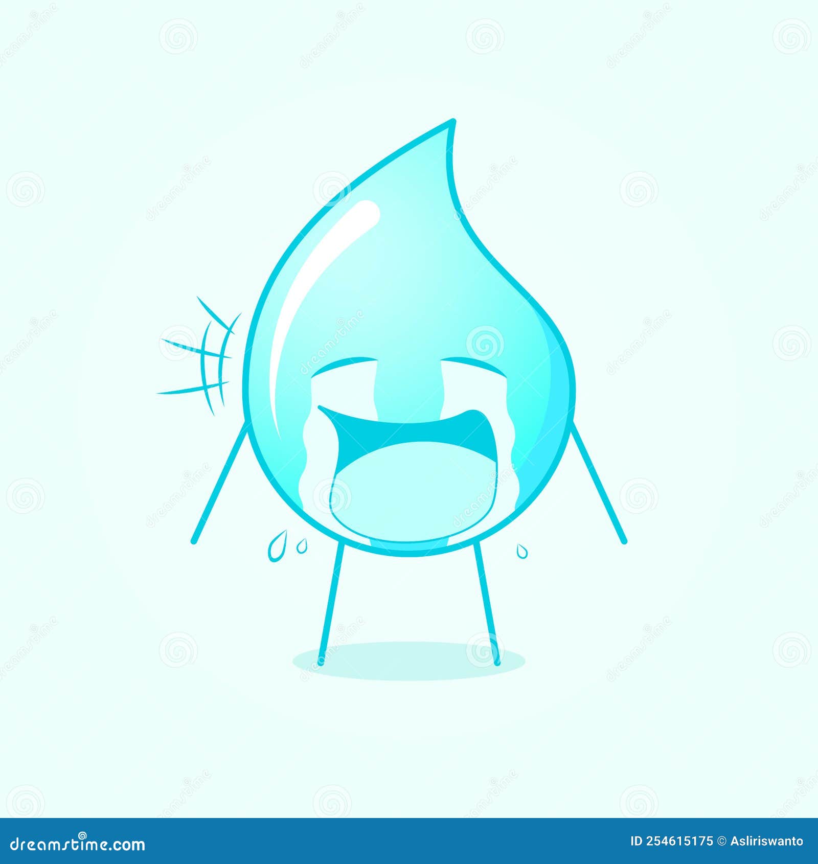 Cute Water Cartoon with Crying Expression, Tears and Mouth Open Stock ...