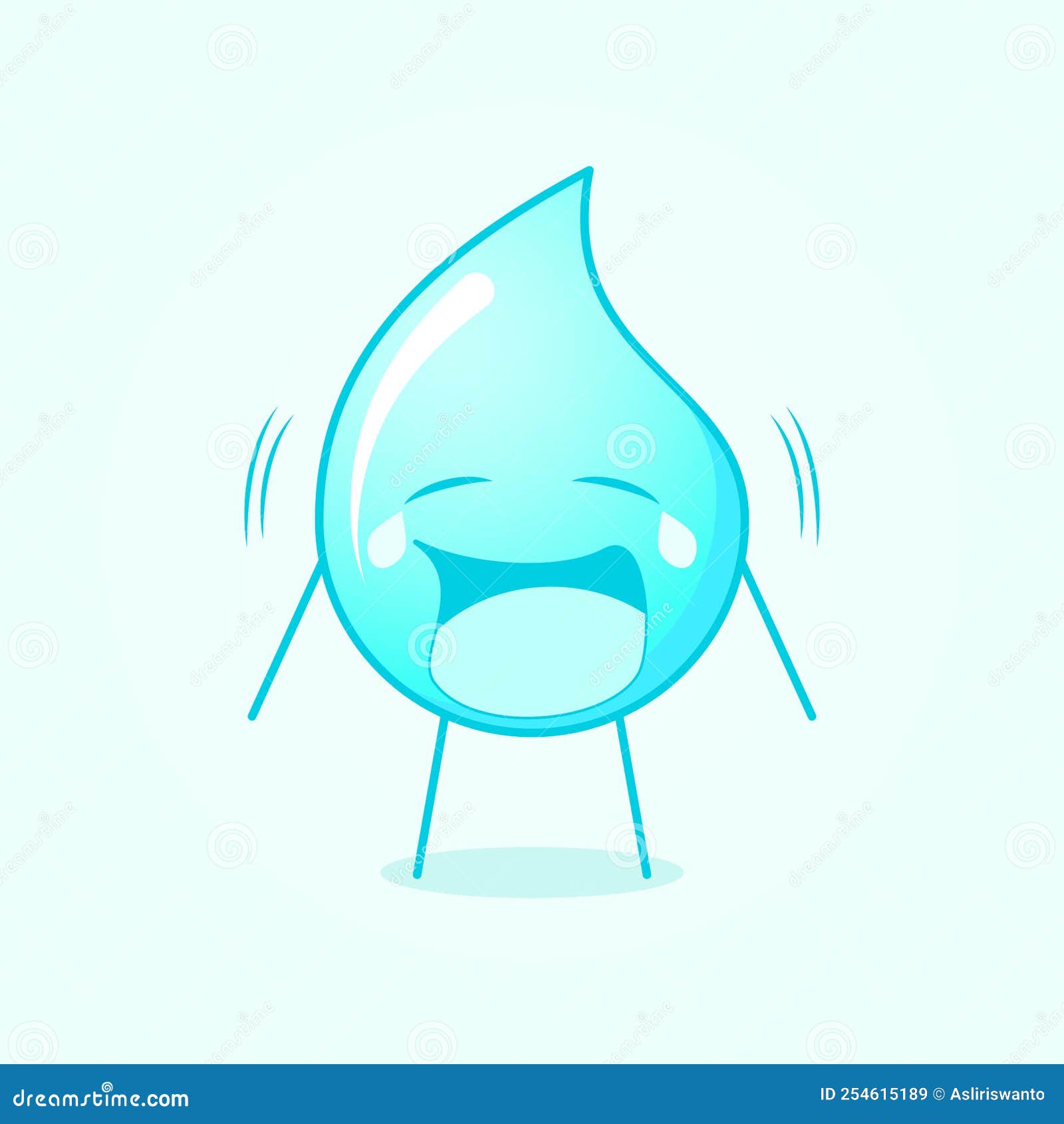 Cute Water Cartoon with Crying Expression. Water Blue and White Stock ...