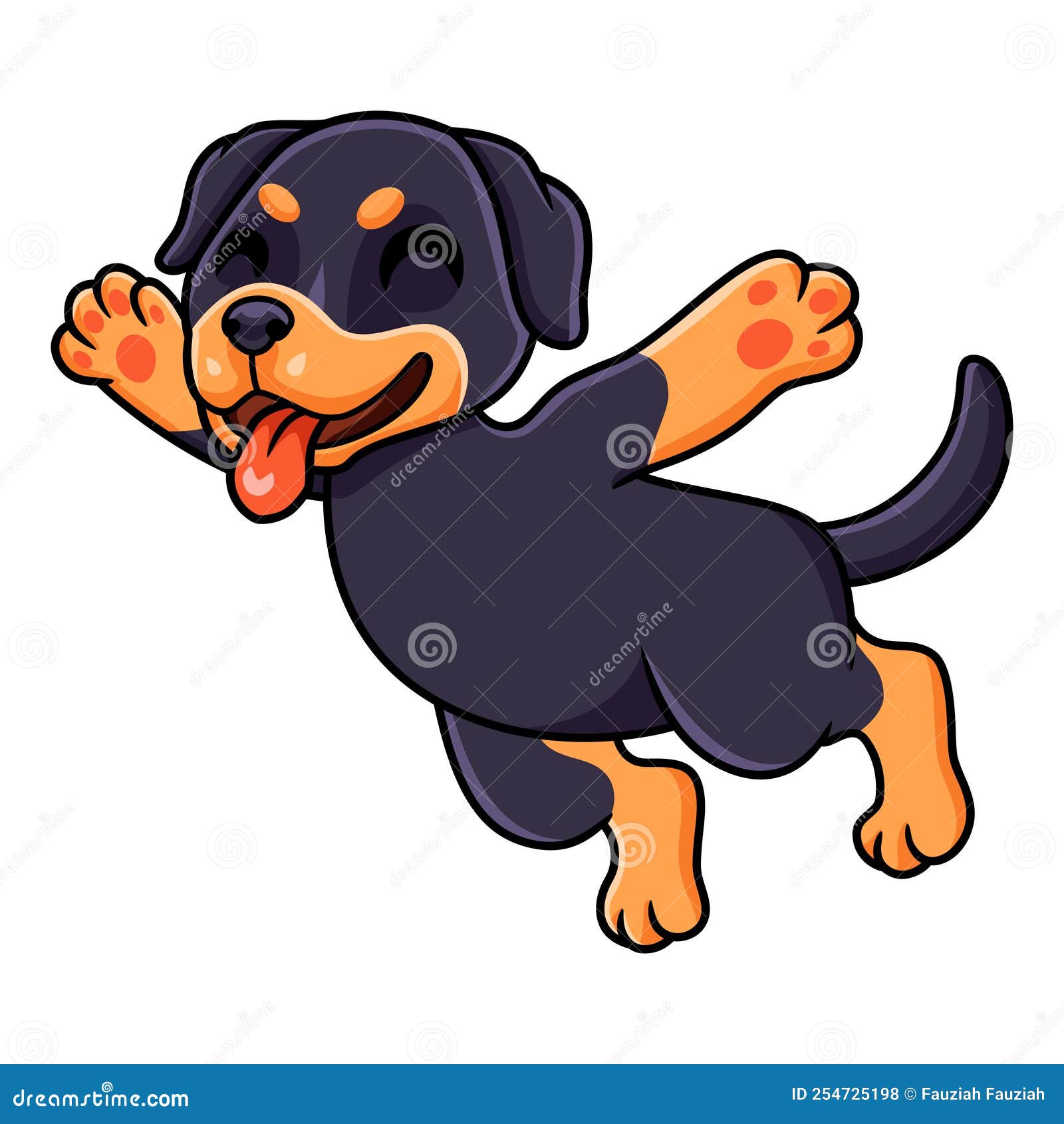 Cute Little Rottweiler Dog Cartoon Jumping Stock Vector - Illustration ...