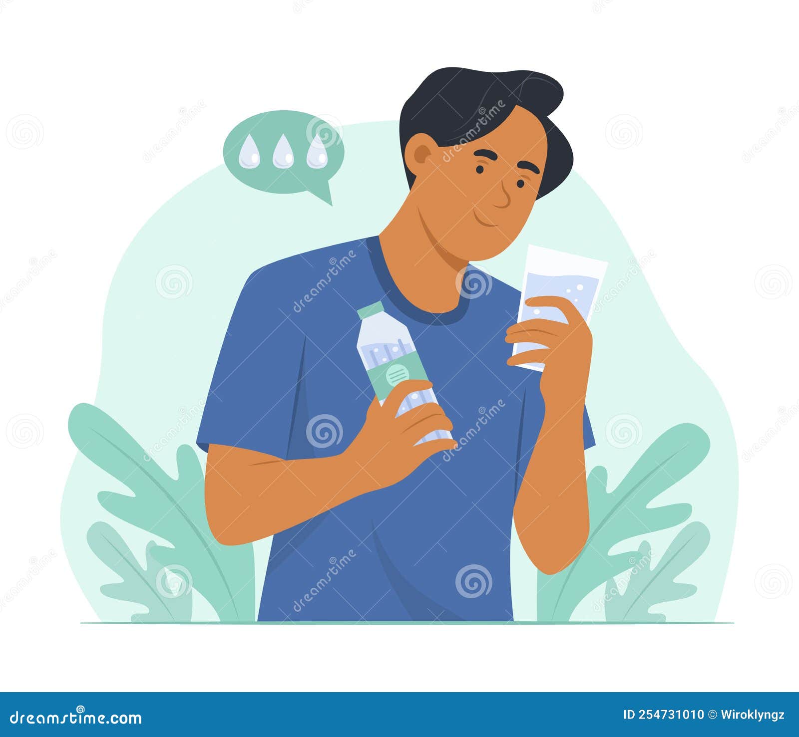 Man Drinking Pure Water for Good Health Stock Vector - Illustration of ...