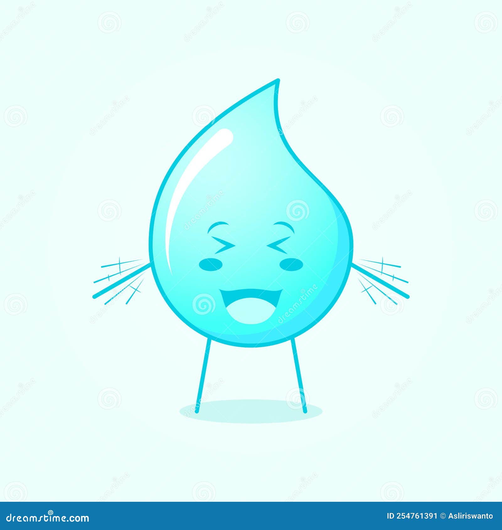 Cute Water Cartoon with Happy Expression. Close Eyes, Mouth Open and ...