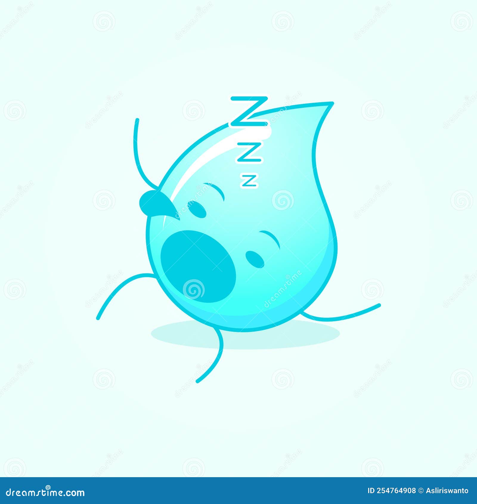 Cute Water Cartoon with Sleep Expression, Lie Down, Close Eyes and ...