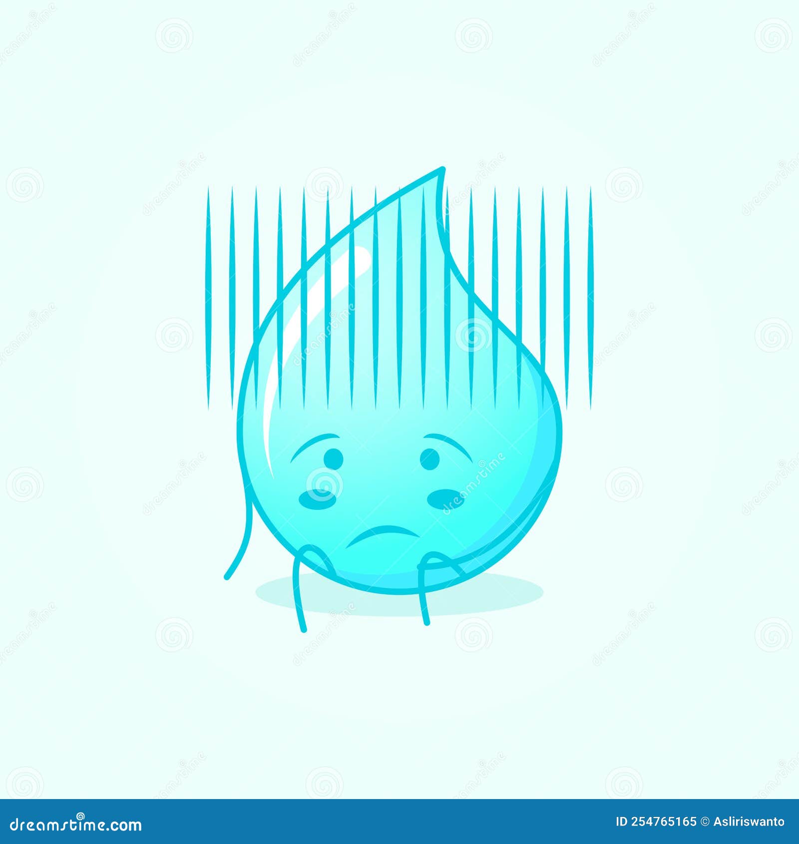 Cute Water Cartoon with Hopeless Expression and Sit Down Stock Vector ...