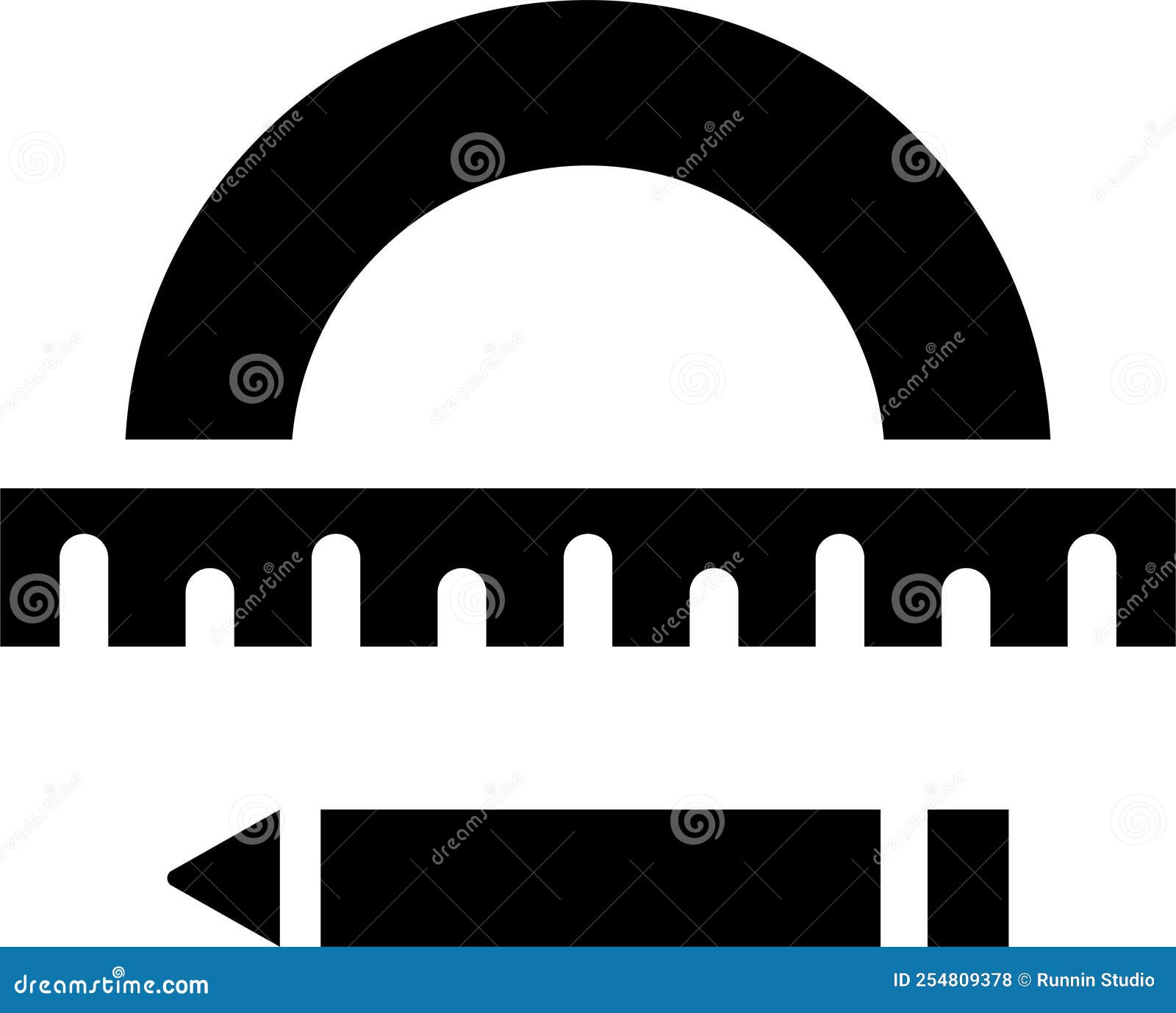 Protractor Icon with Glyph Style Stock Vector - Illustration of flat ...