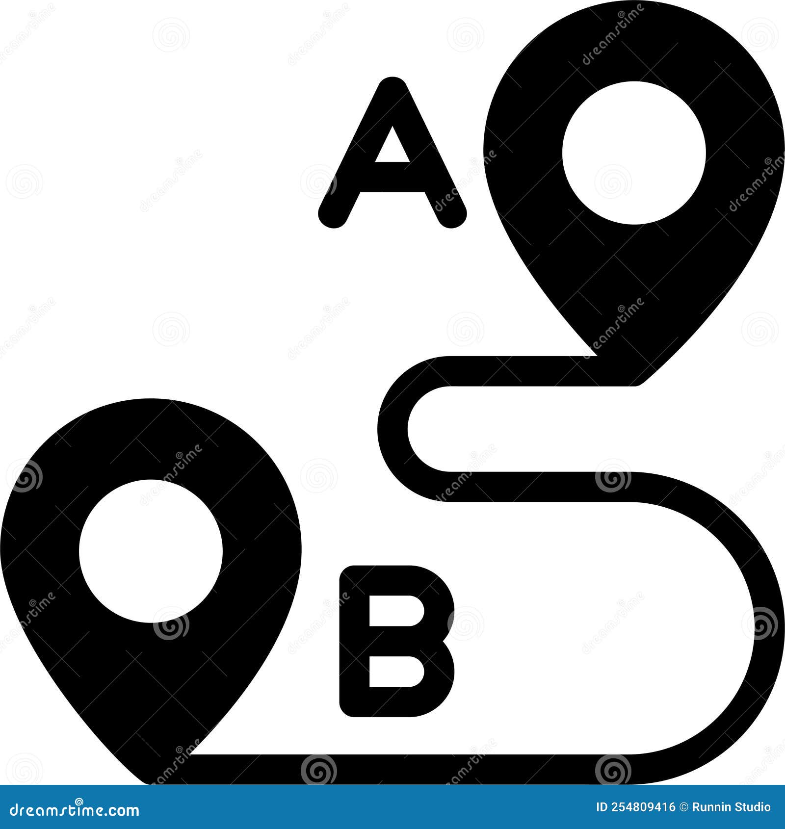 Route Icon with Glyph Style Stock Vector - Illustration of circle ...