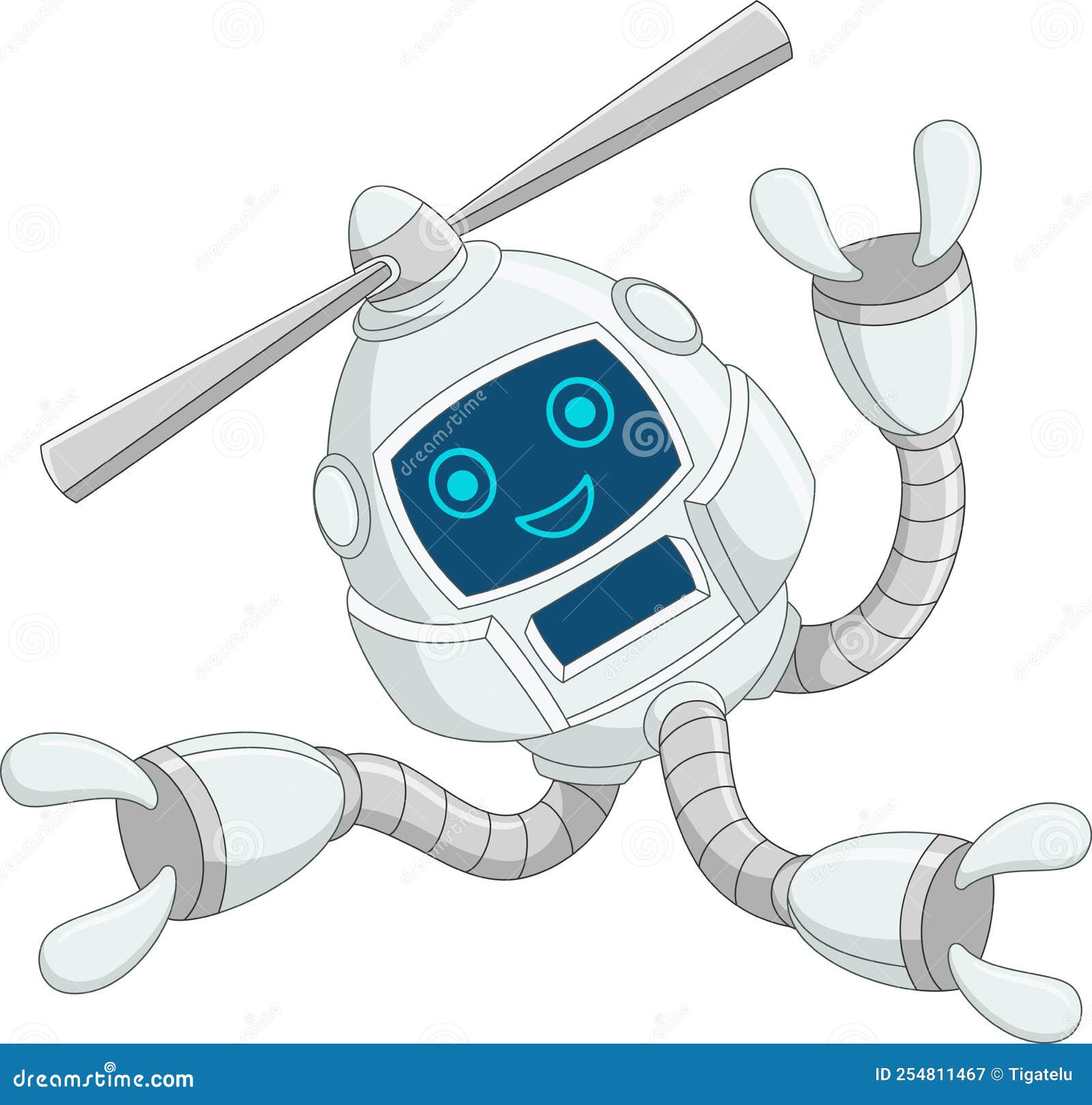 Cute Robot Drone on White Background Stock Vector - Illustration of ...