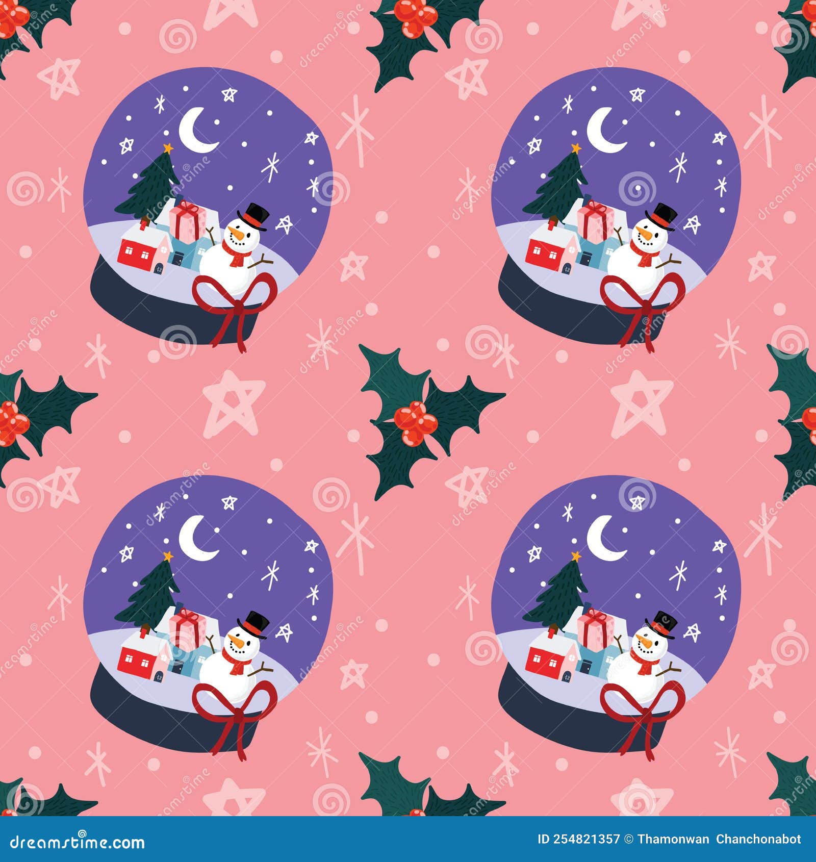 Cute Christmas Seamless Design Vector Stock Vector - Illustration of ...