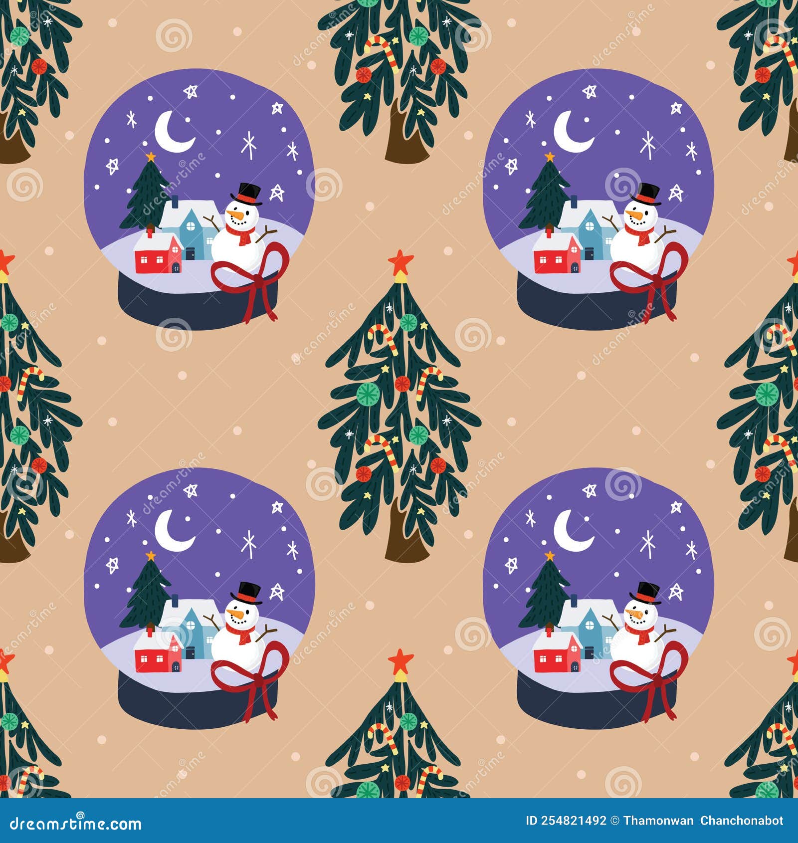 Cute Christmas Seamless Design Vector Stock Vector - Illustration of ...