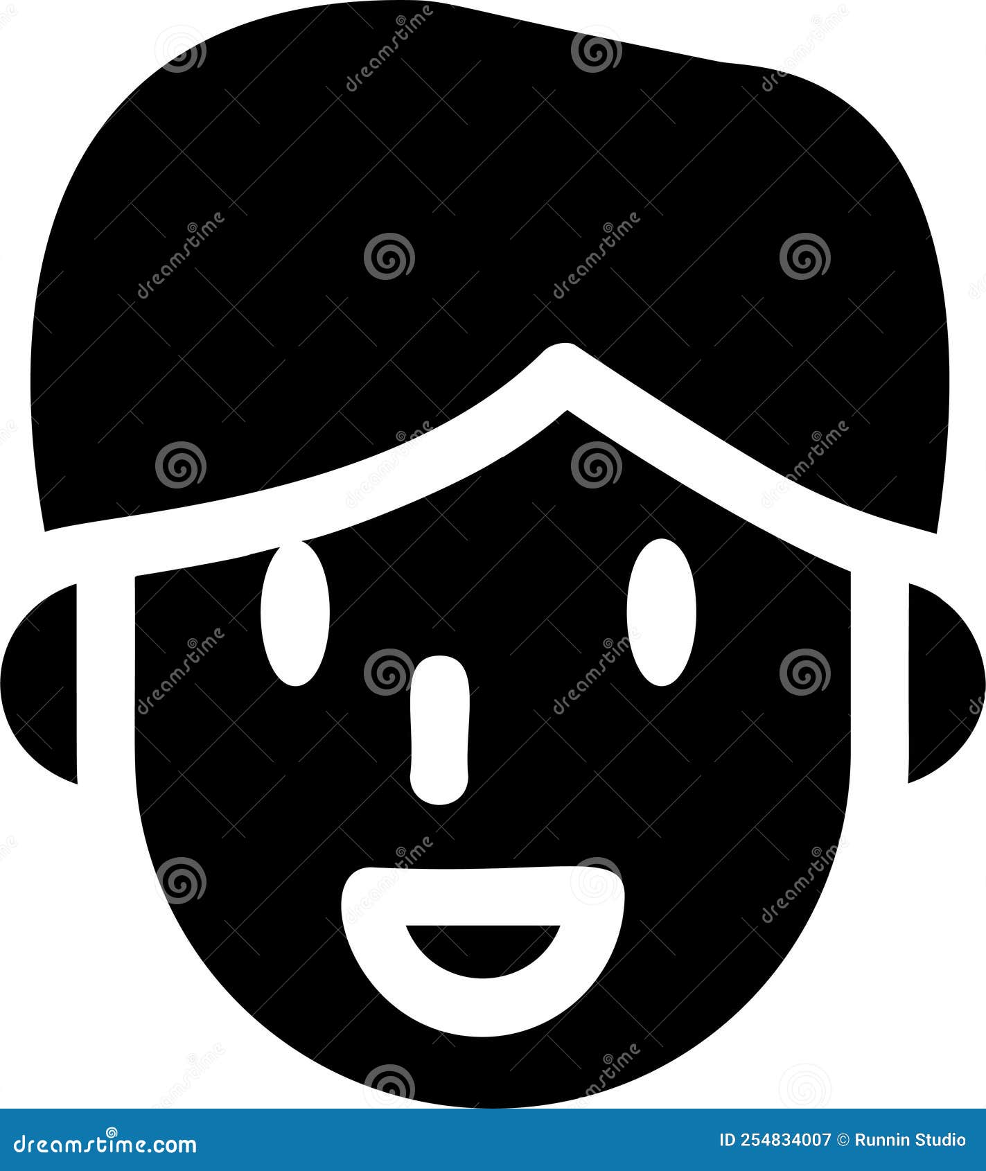 Boy Face Icon with Glyph Style Stock Vector - Illustration of book ...