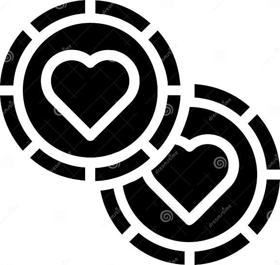 Poker Coins Icon with Glyph Style Stock Vector - Illustration of gamble ...