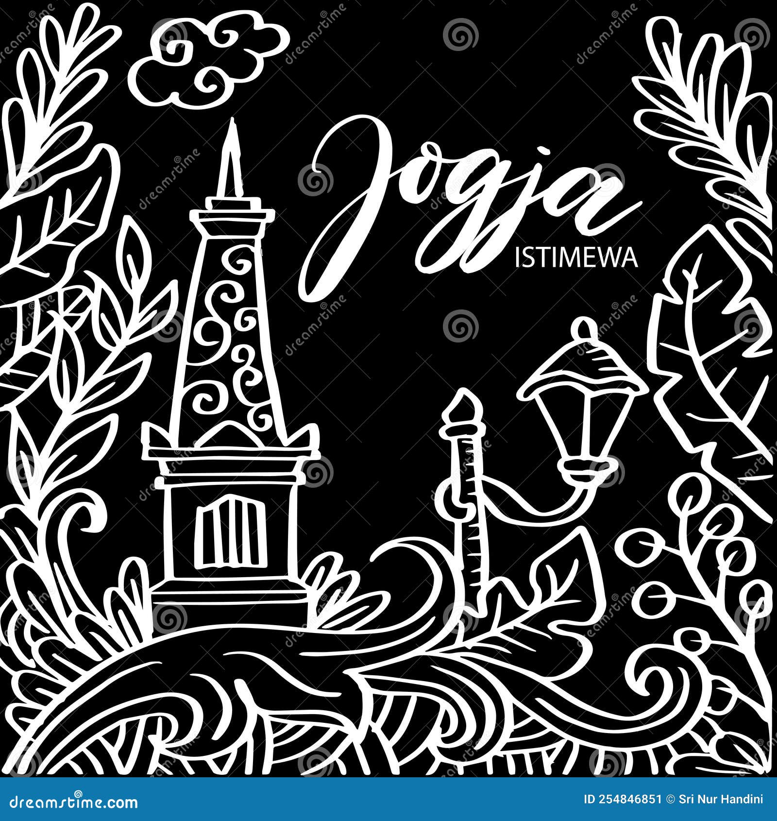 Doodle of Yogyakarta City of Indonesia Stock Vector - Illustration of ...