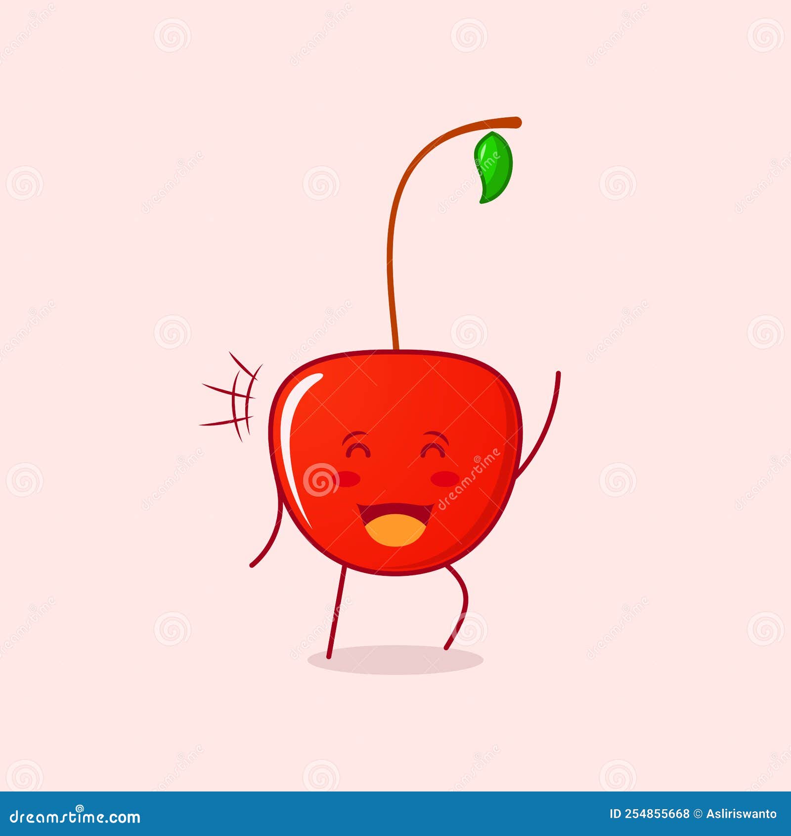 Cute Cherry Cartoon Character with Smile and Happy Expression. Close ...