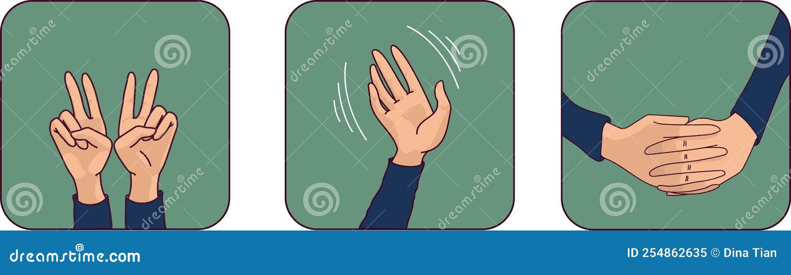 Cartoon Human Arms, Isolated Palms Positions. Pointing and Counting ...