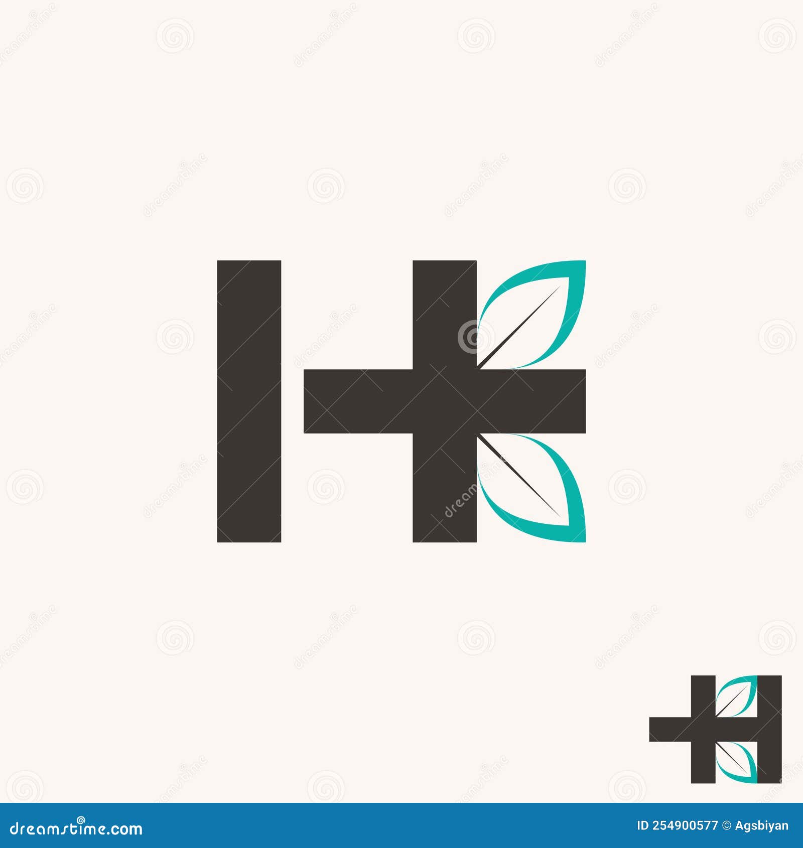 Simple and Unique Letter or Word H Sans Serif Font with Red Cross and ...