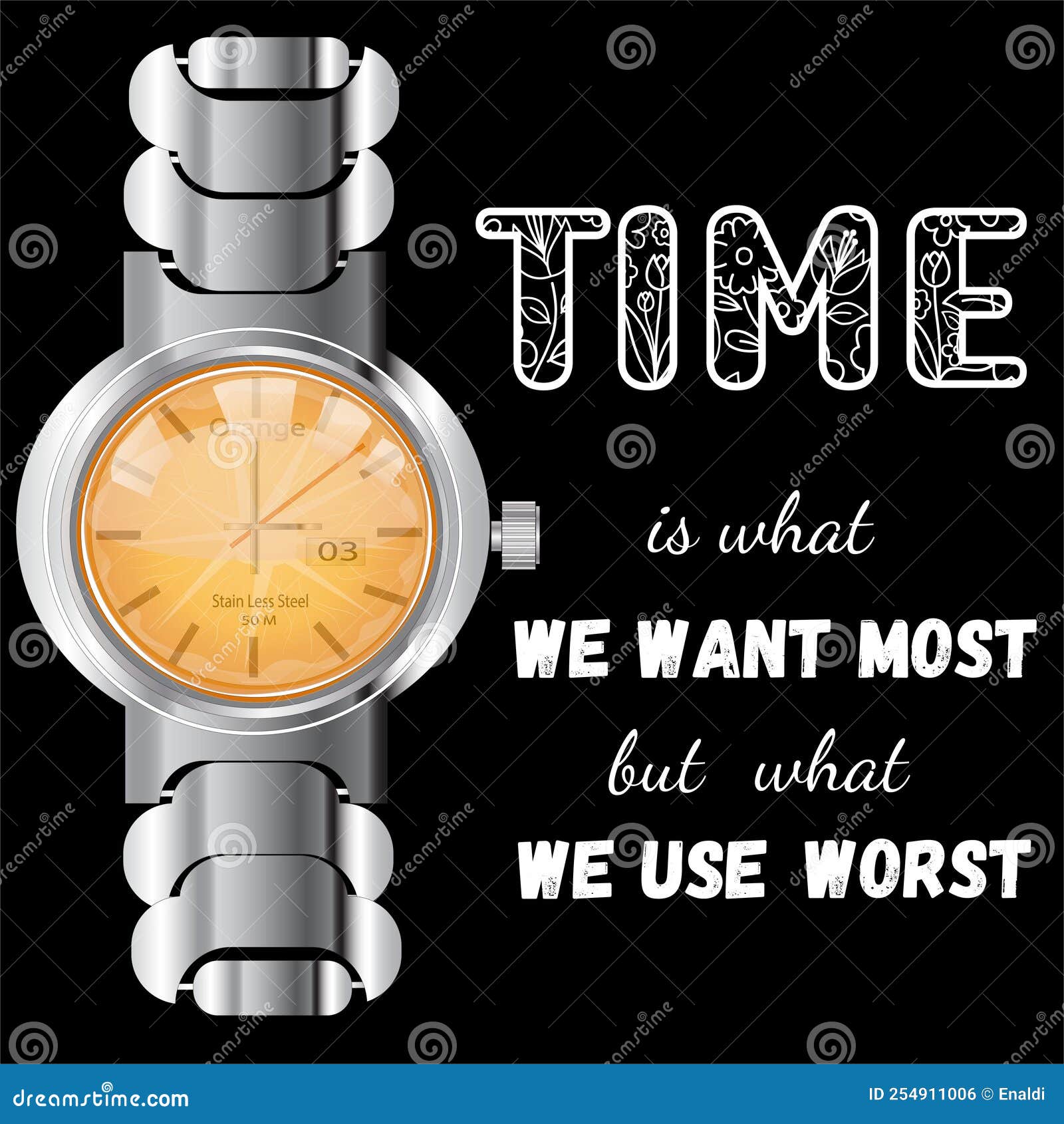 Time Motivational and Inspirational Quote Vector Graphics Stock Vector ...