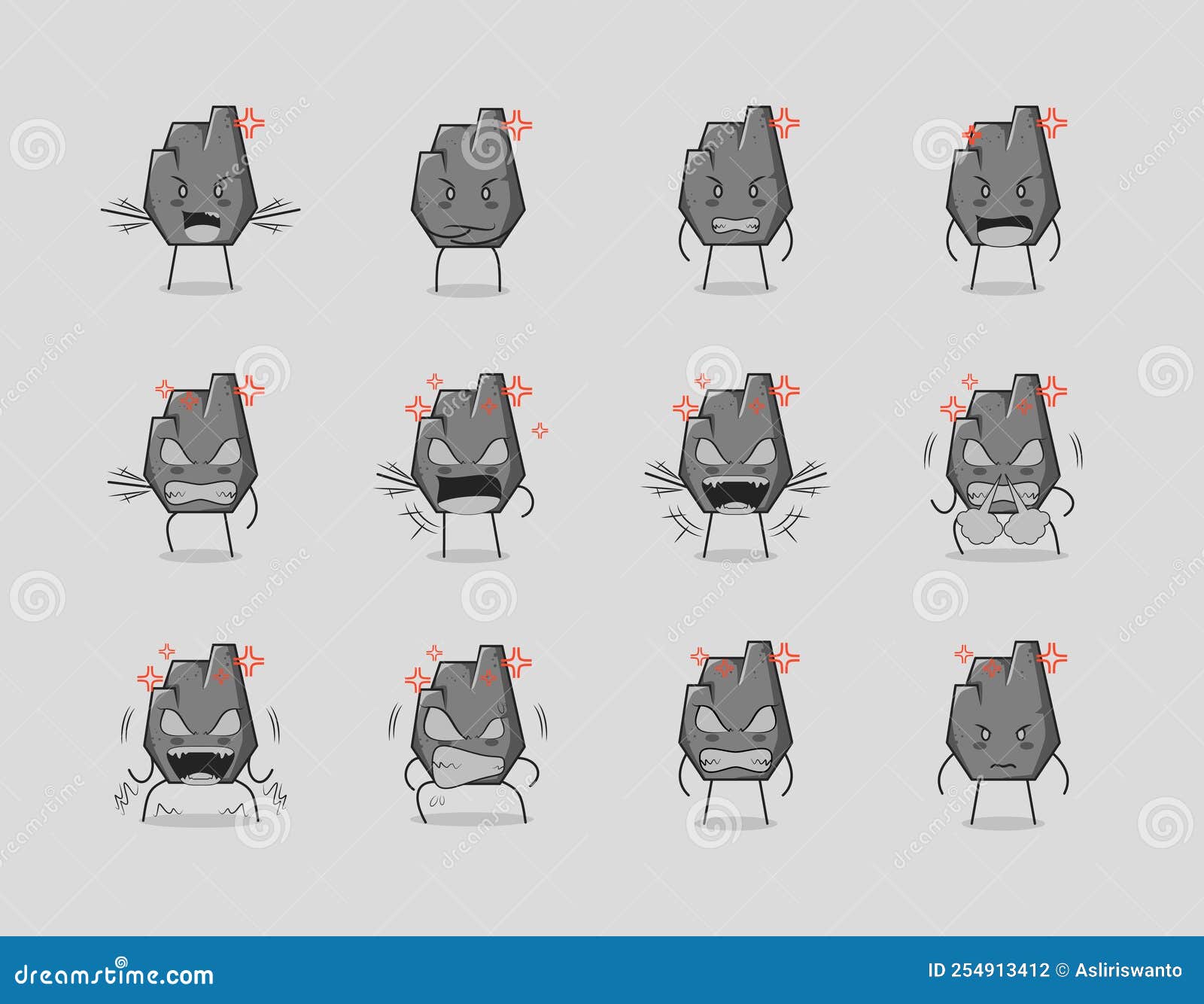 Cute Stone Monster, Smiling Colorful Alien Cartoon Character With Funny ...