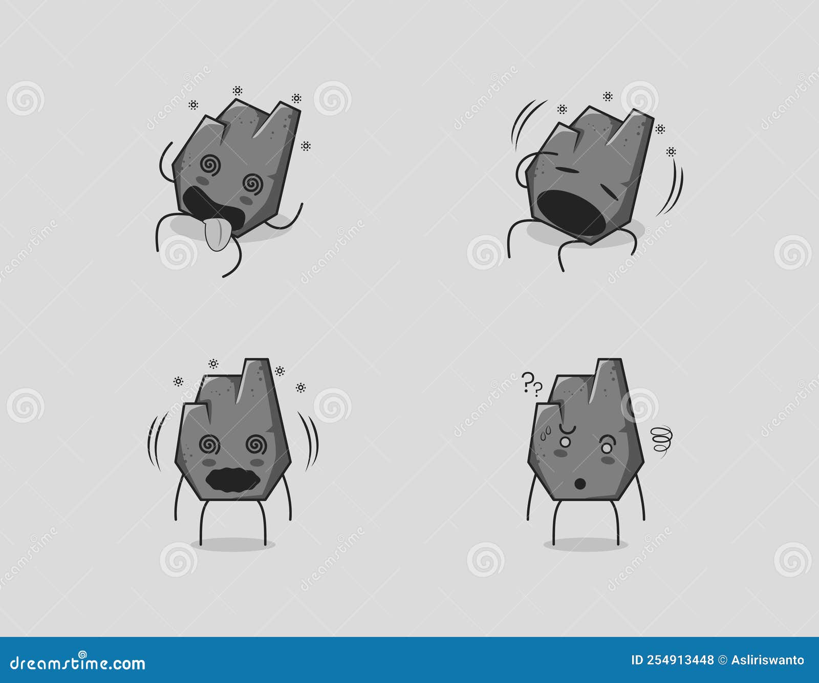 Cute Stone Monster, Smiling Colorful Alien Cartoon Character With Funny ...