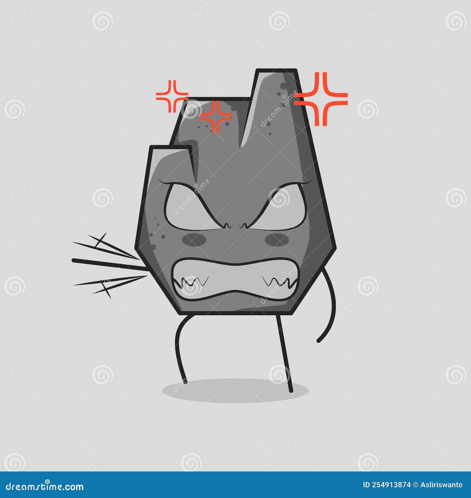 Cute Stone Cartoon with Very Angry Expression.hand Shaking, Eyes ...