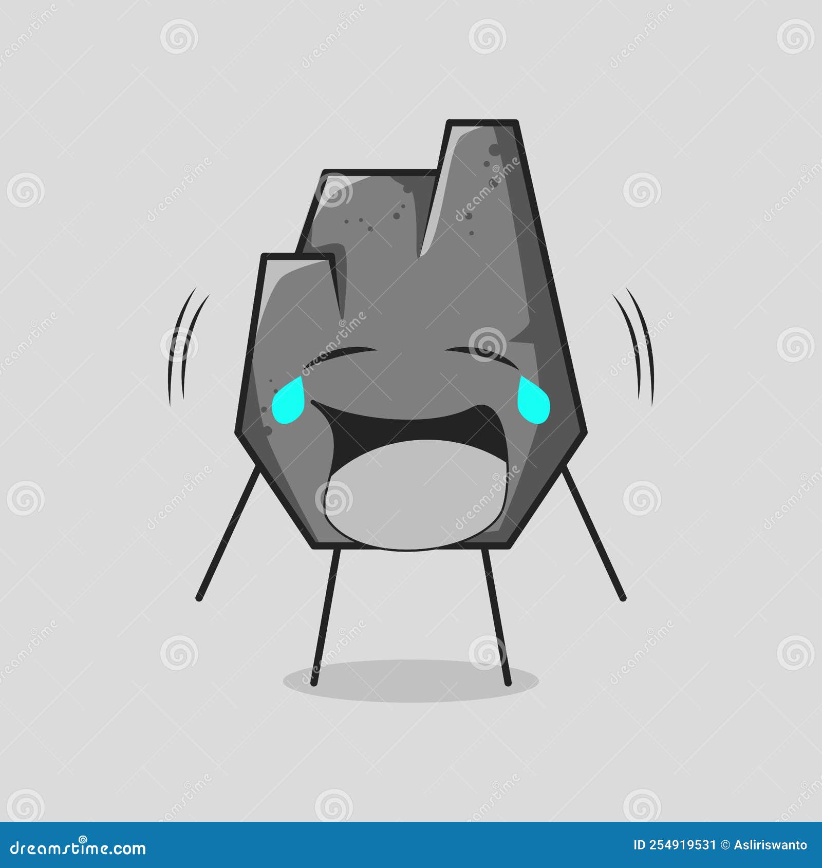 Cute Stone Cartoon with Crying Expression. Grey and Black, Element ...