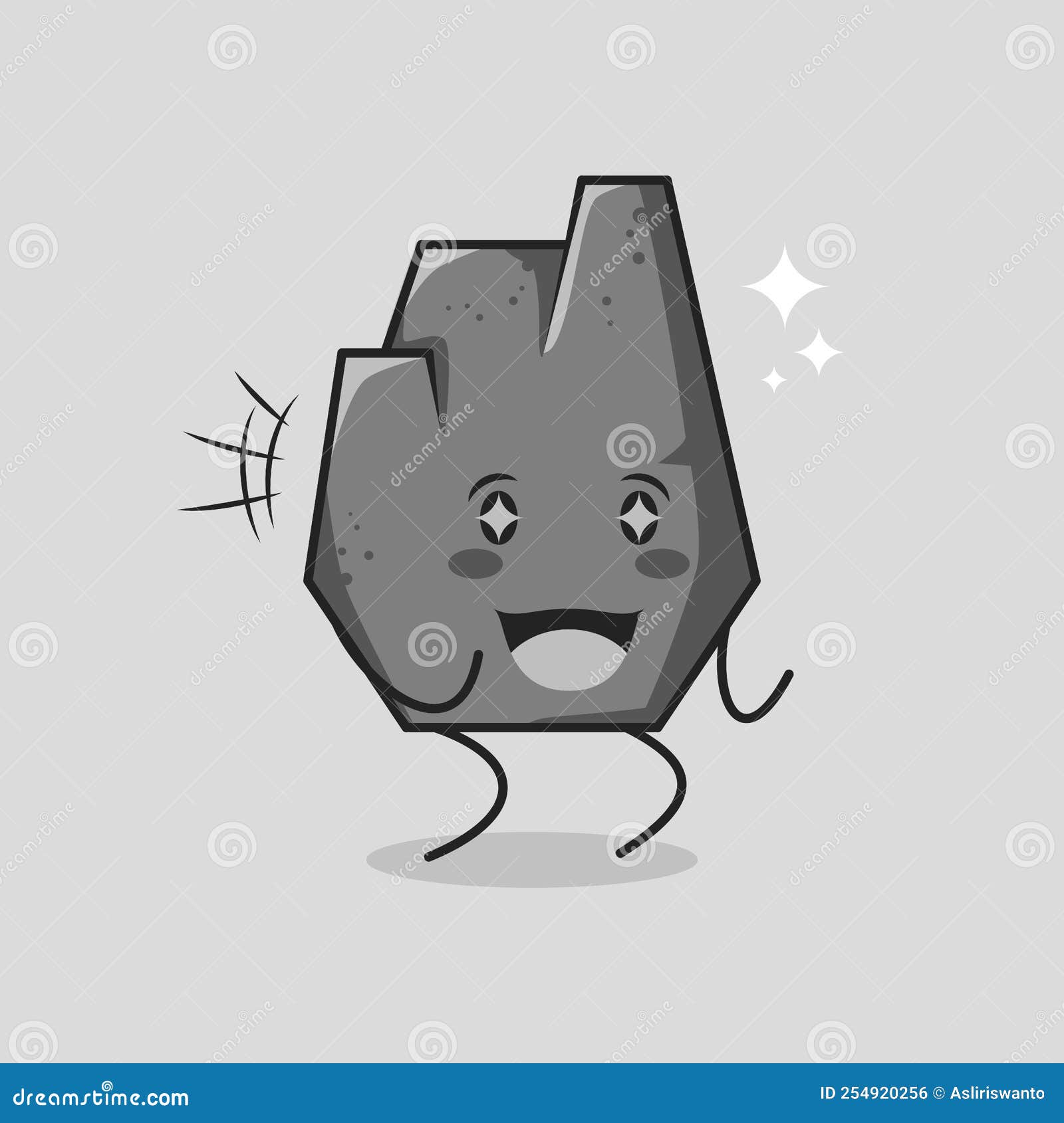 Cute Stone Cartoon with Happy Expression. Two Hands Clenched and ...