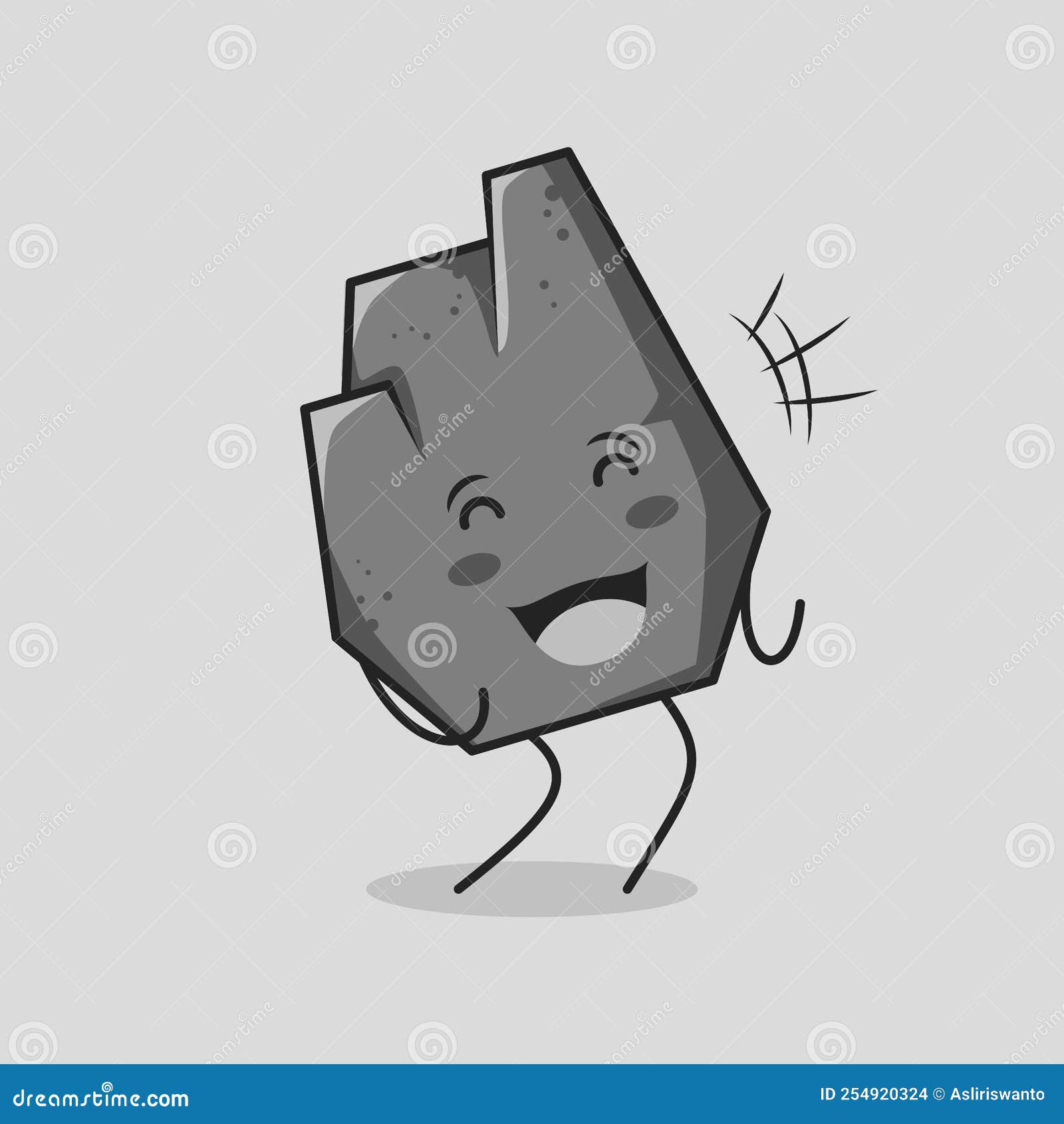 Cute Stone Cartoon with Happy Expression. Close Eyes and Mouth Open ...