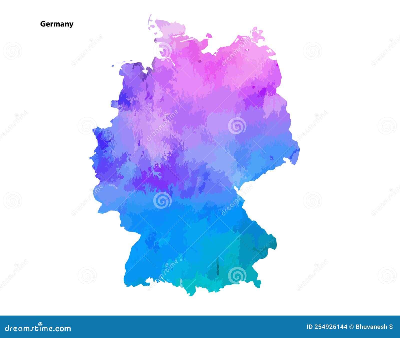 Colourful Watercolour Map Design of Country Germany Isolated on White ...