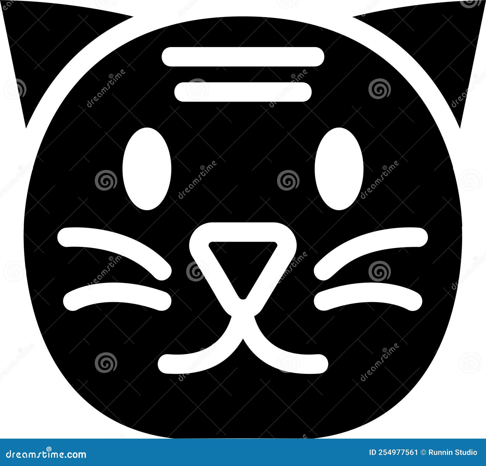 Cat Face Icon with Glyph Style Stock Vector - Illustration of domestic ...